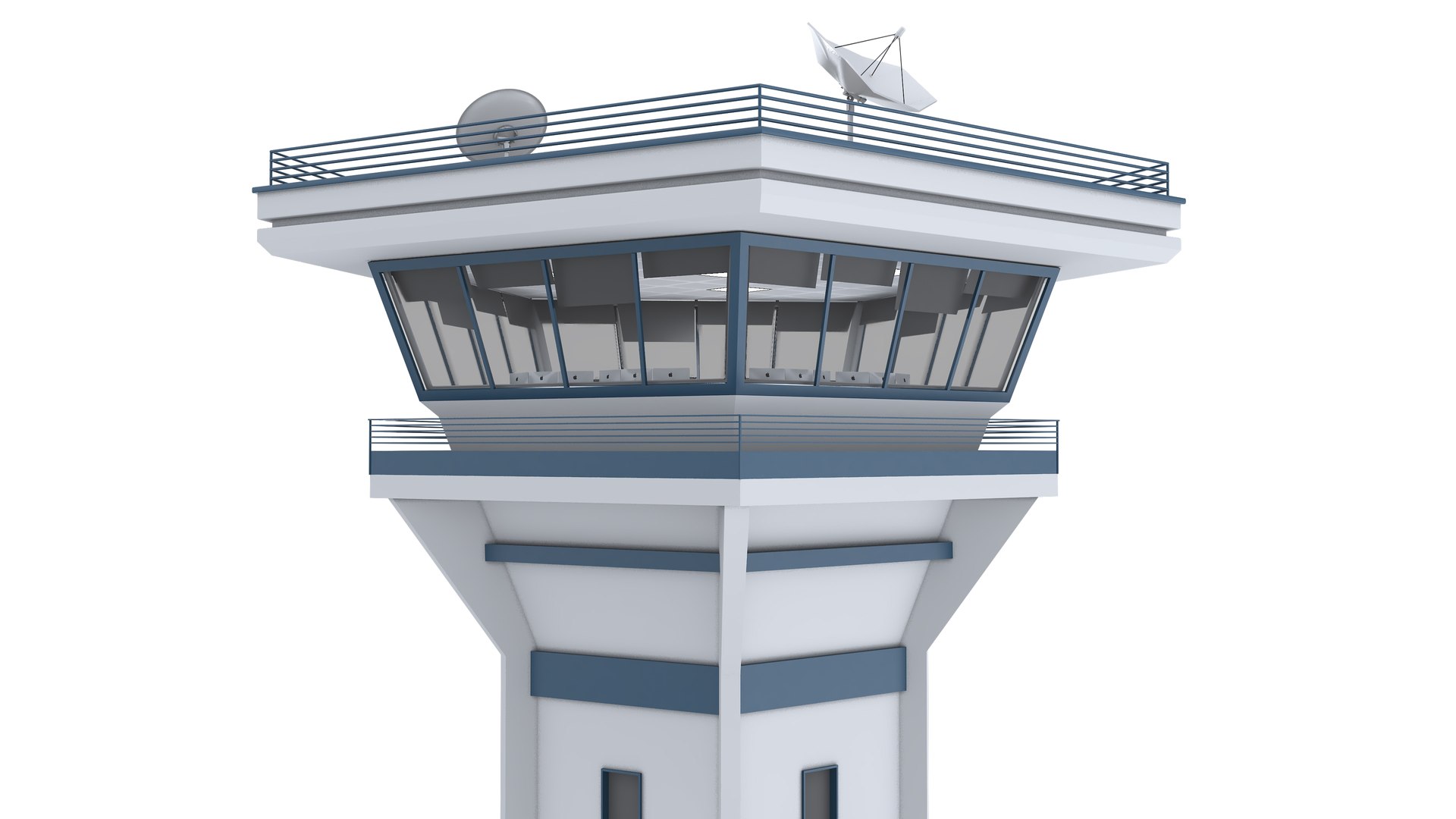 3D Airport Air Traffic Control Tower With Interior - TurboSquid 2272486