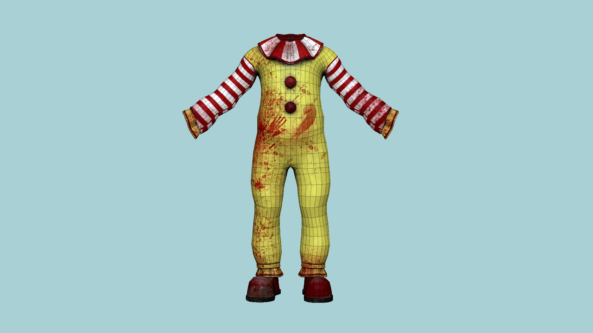 Clown Terror Outfit A10 Yellow Red - Character Design 3D model ...