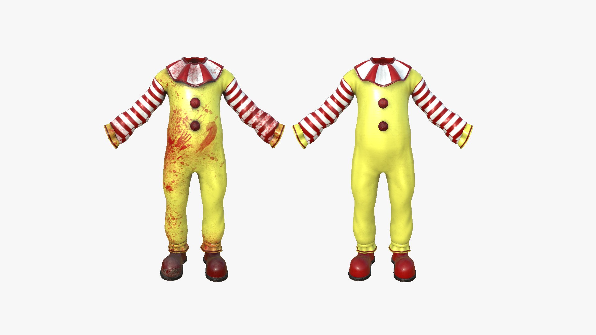Clown Terror Outfit A10 Yellow Red - Character Design 3D model ...