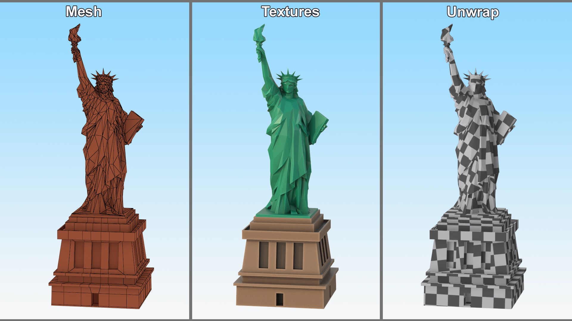 3D Model Low Poly Cartoon Model Statue Of Liberty - TurboSquid 2383476
