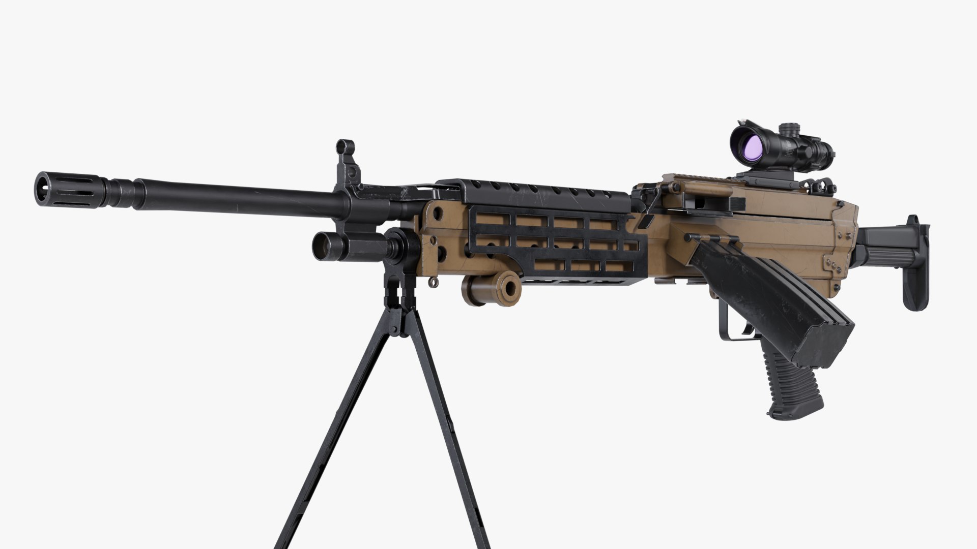 3D M249 - Light Machine Gun - Special Forces - Trijicon ACOG ...