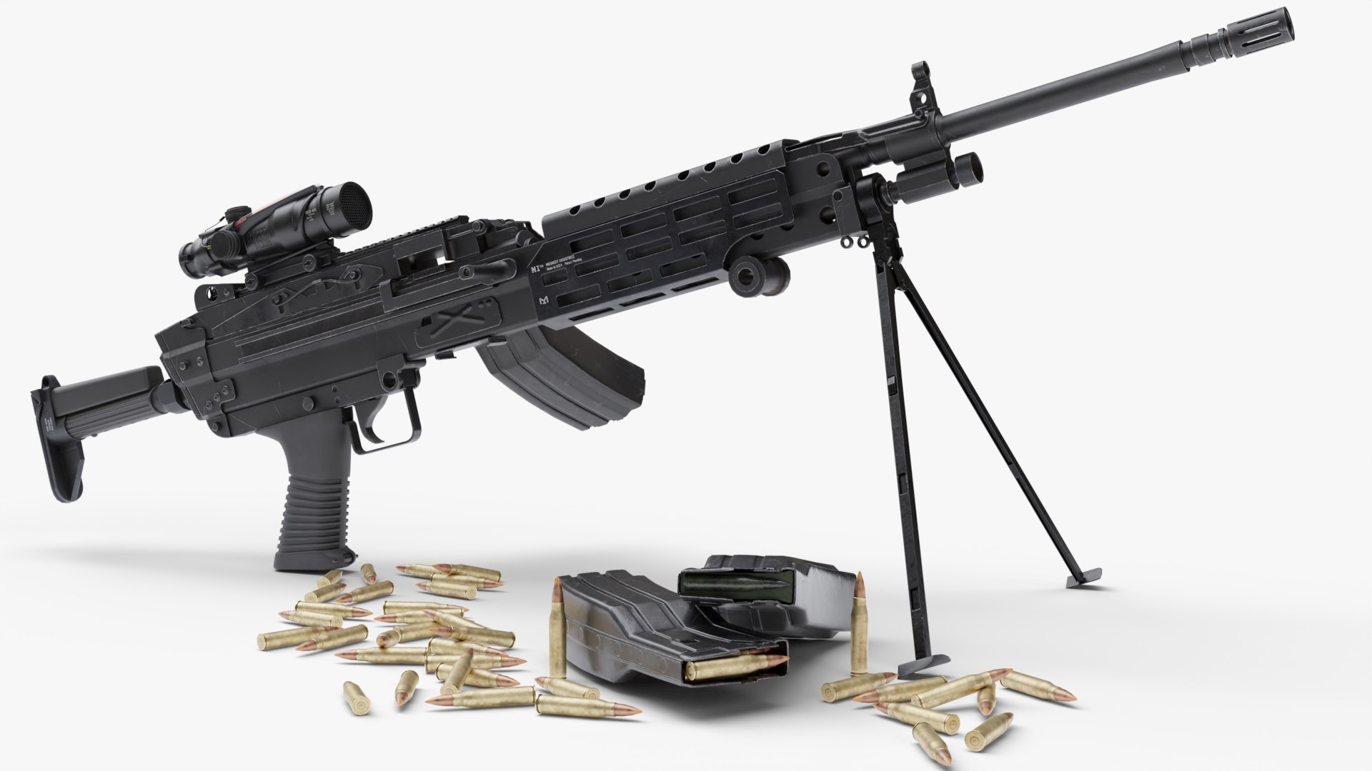 3D M249 - Light Machine Gun - Special Forces - Trijicon ACOG ...