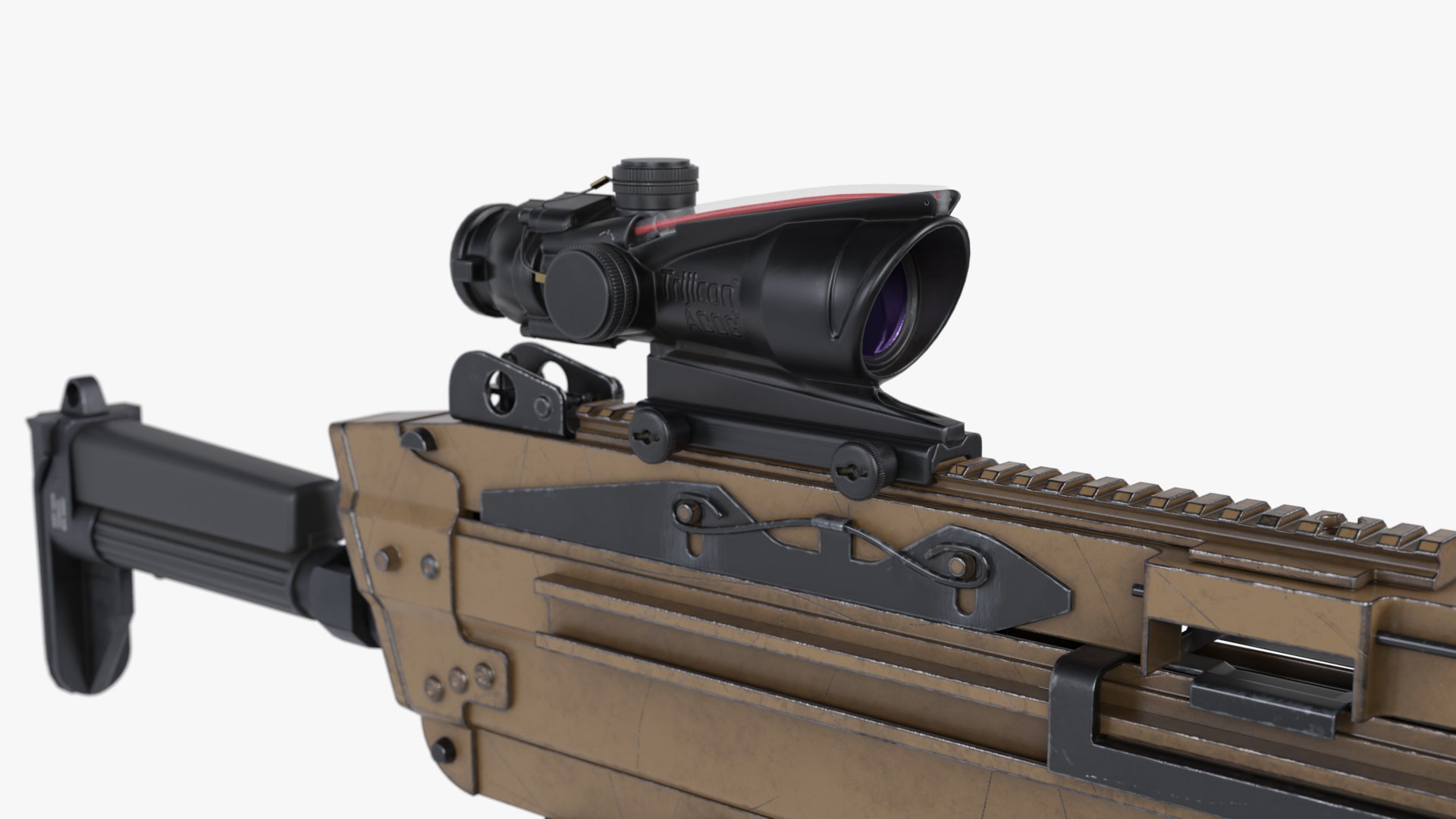 3D M249 - Light Machine Gun - Special Forces - Trijicon ACOG ...