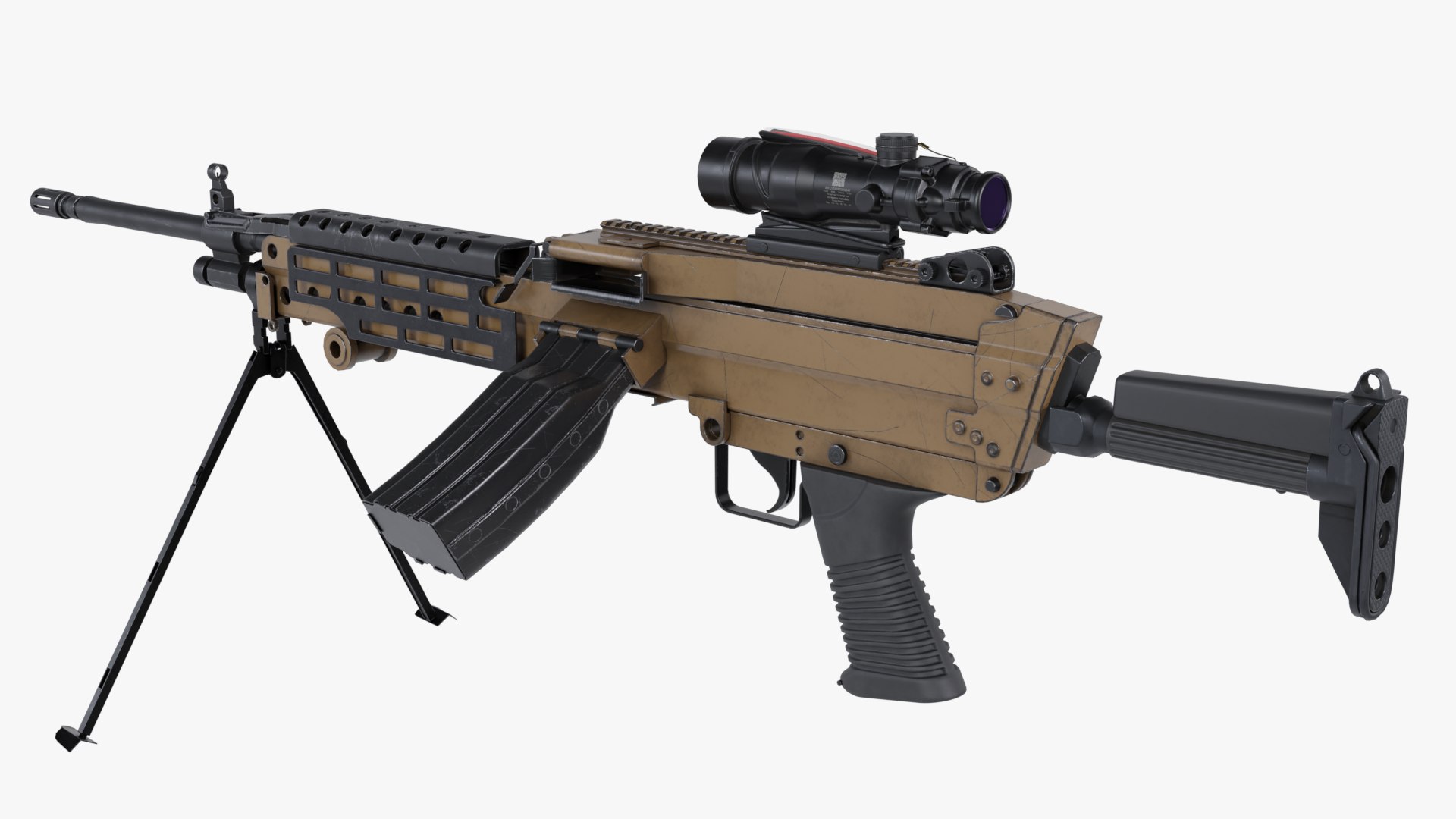 3D M249 - Light Machine Gun - Special Forces - Trijicon ACOG ...