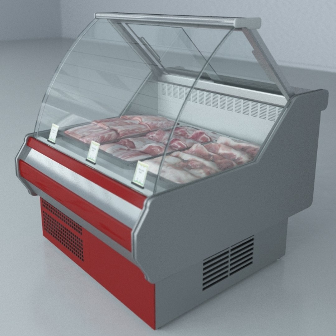 Custom Refrigerated Showcase Meat 3d Model