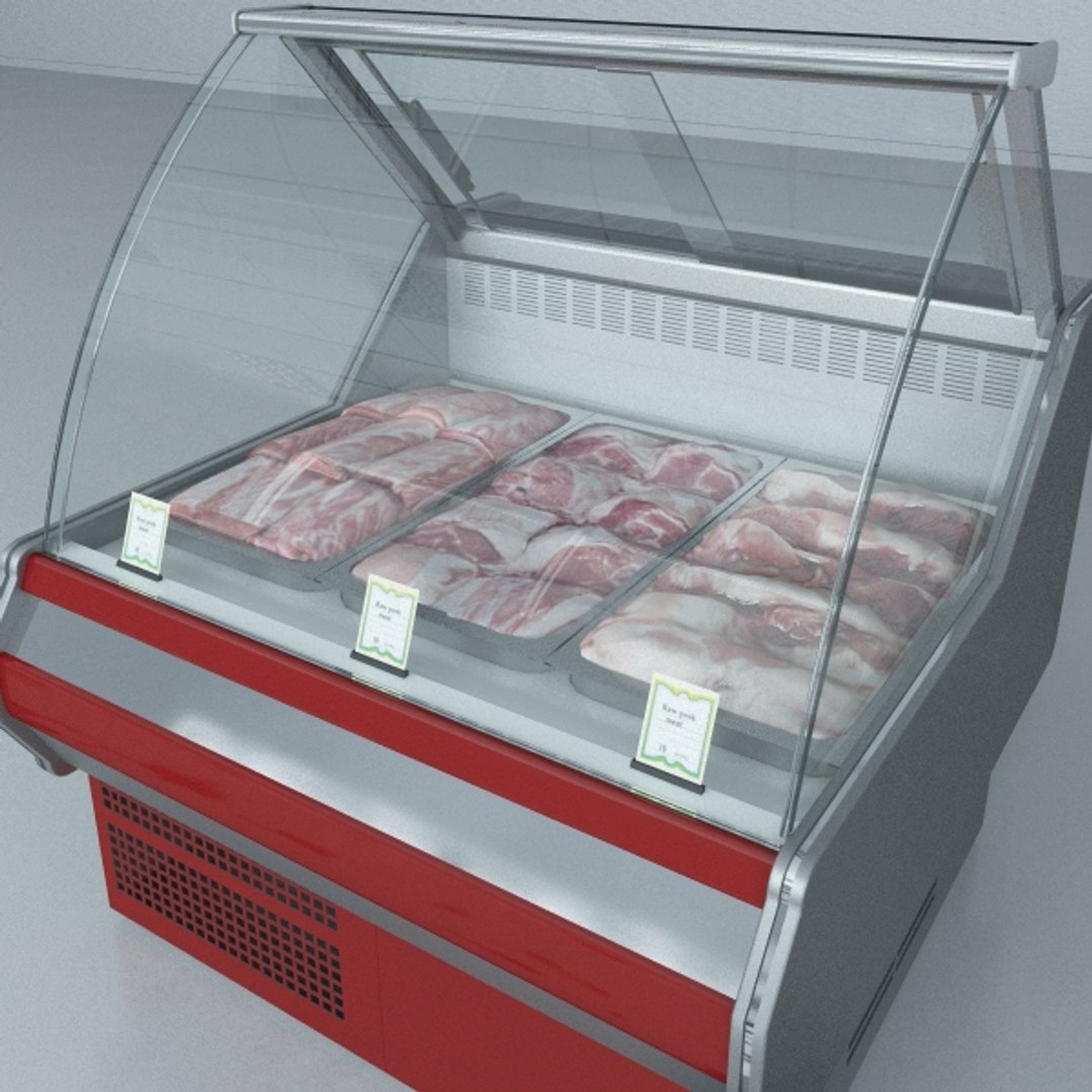 Custom Refrigerated Showcase Meat 3d Model
