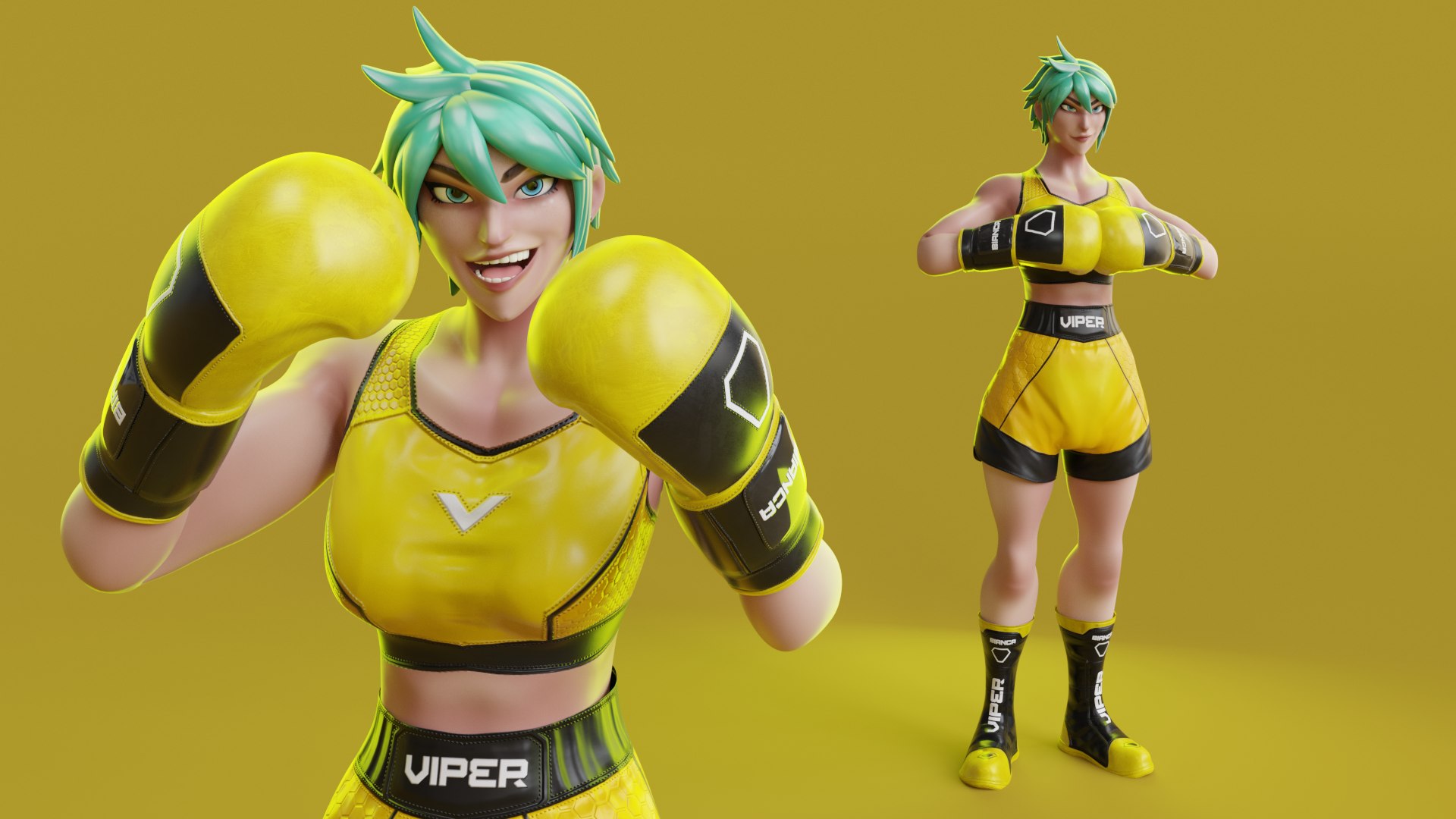 3D Low Poly - Female Boxer MMA Fighter - Bianca - TurboSquid 2208914