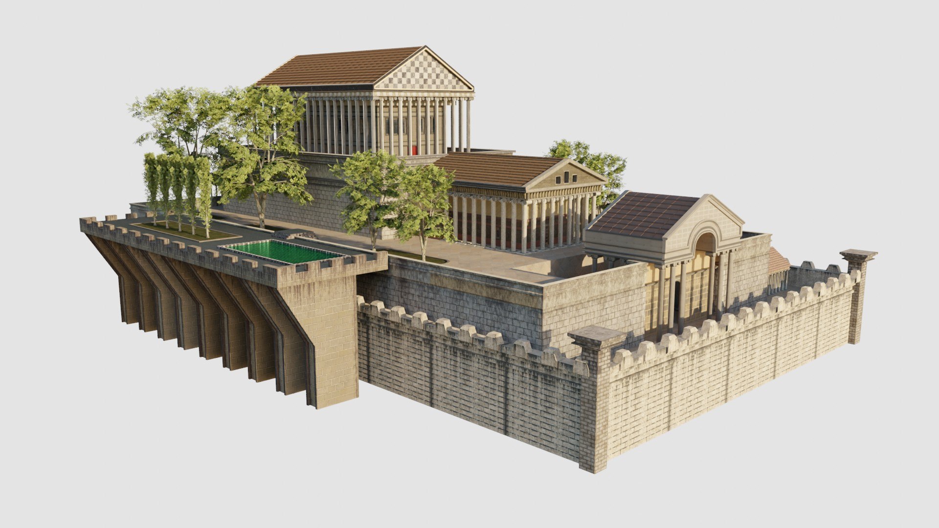 3D Ancient Roman Castle Model - TurboSquid 2186896