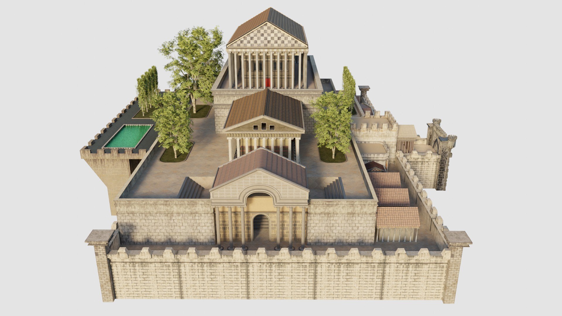 3D Ancient Roman Castle Model - TurboSquid 2186896