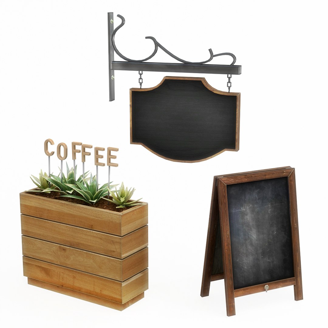 3D cafe signs - TurboSquid 1244100