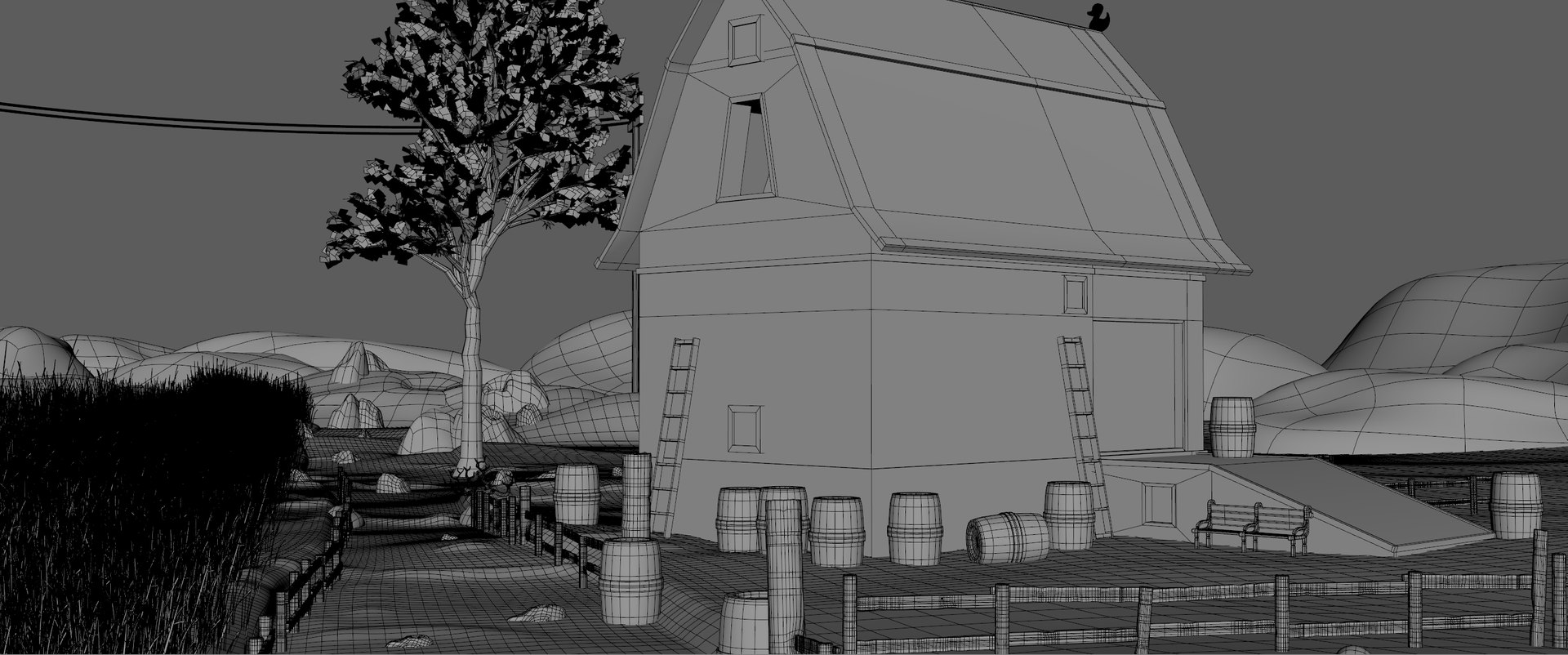 Barn Landscape Farm 3D - TurboSquid 1239277