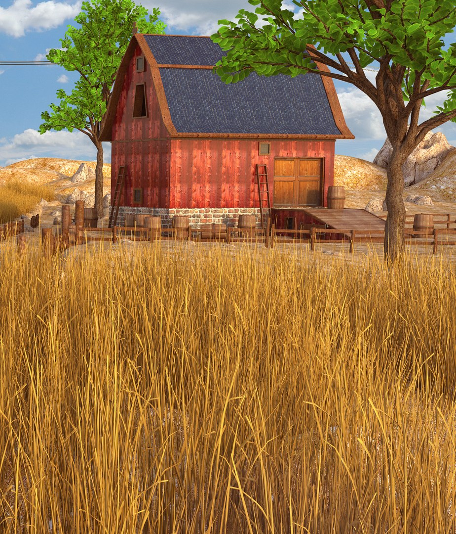 Barn Landscape Farm 3D - TurboSquid 1239277