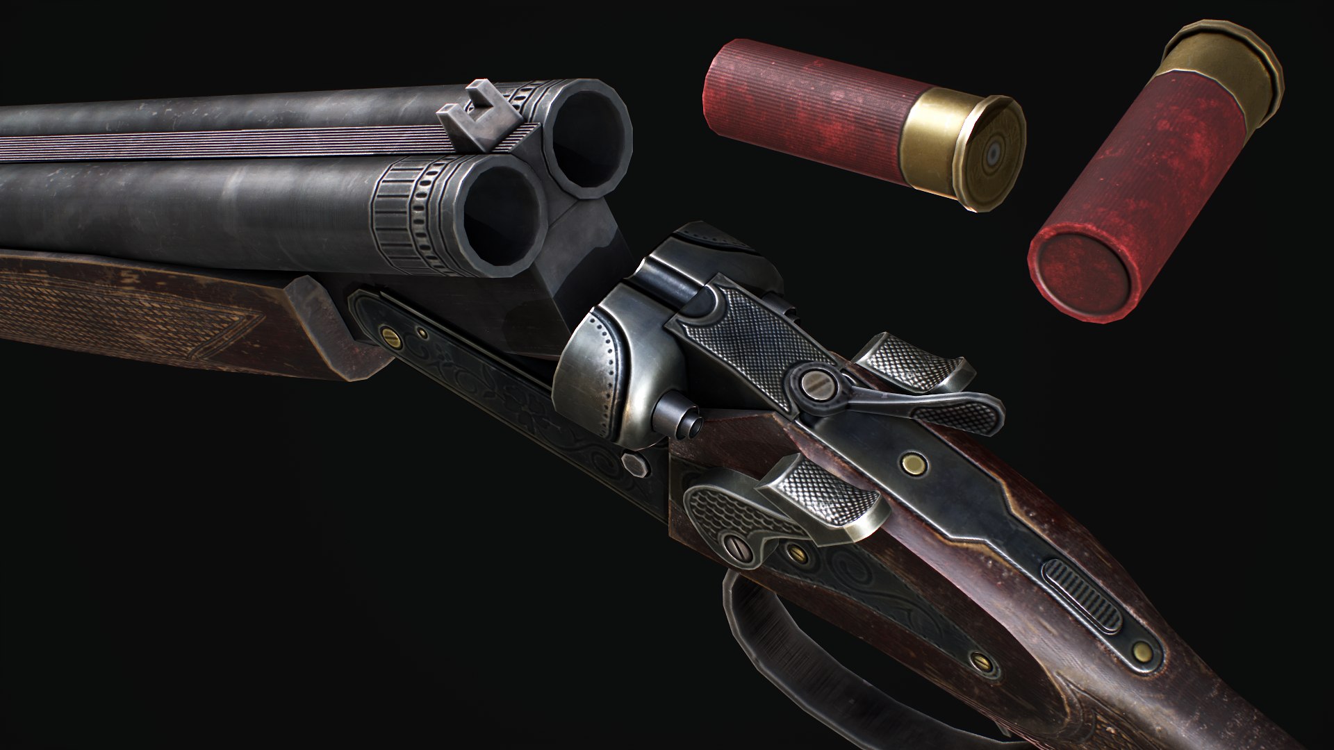 3D Double Barrel Shotgun - PBR Game Ready Low-poly - TurboSquid 2041223