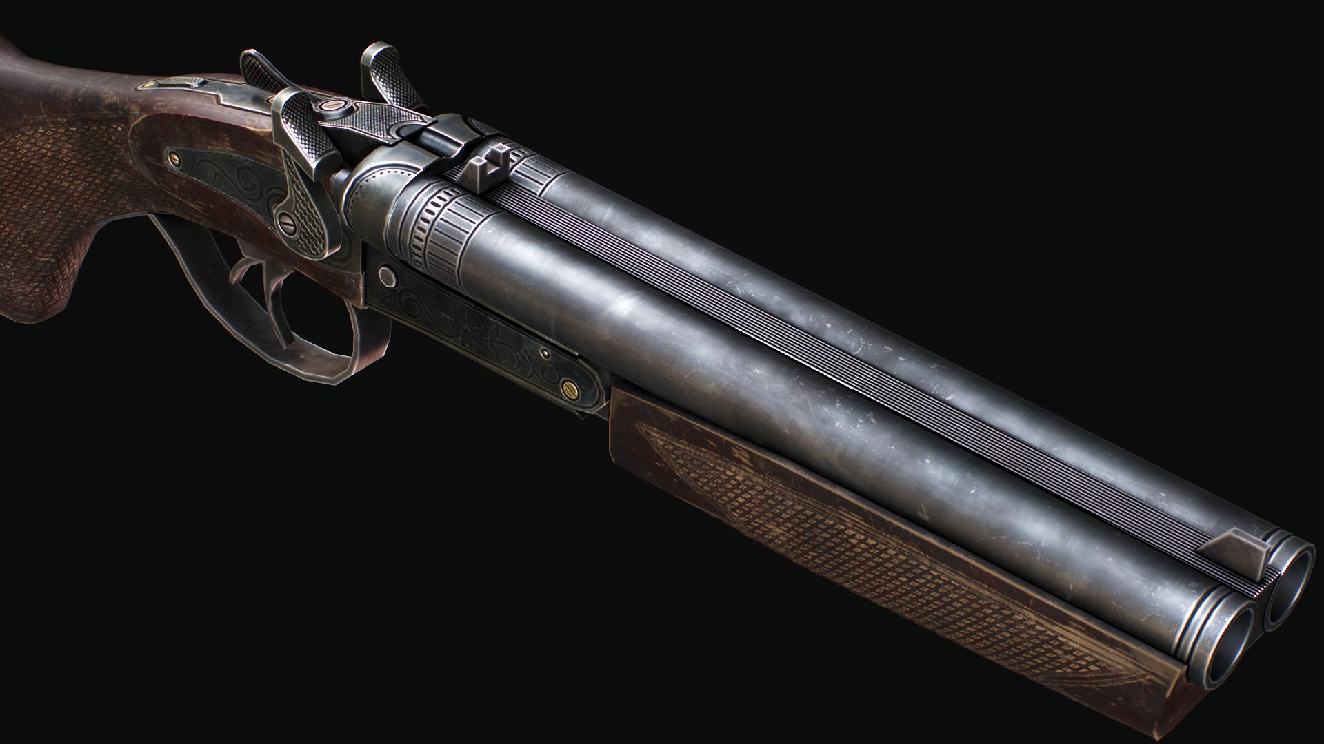 3D Double Barrel Shotgun - PBR Game Ready Low-poly - TurboSquid 2041223