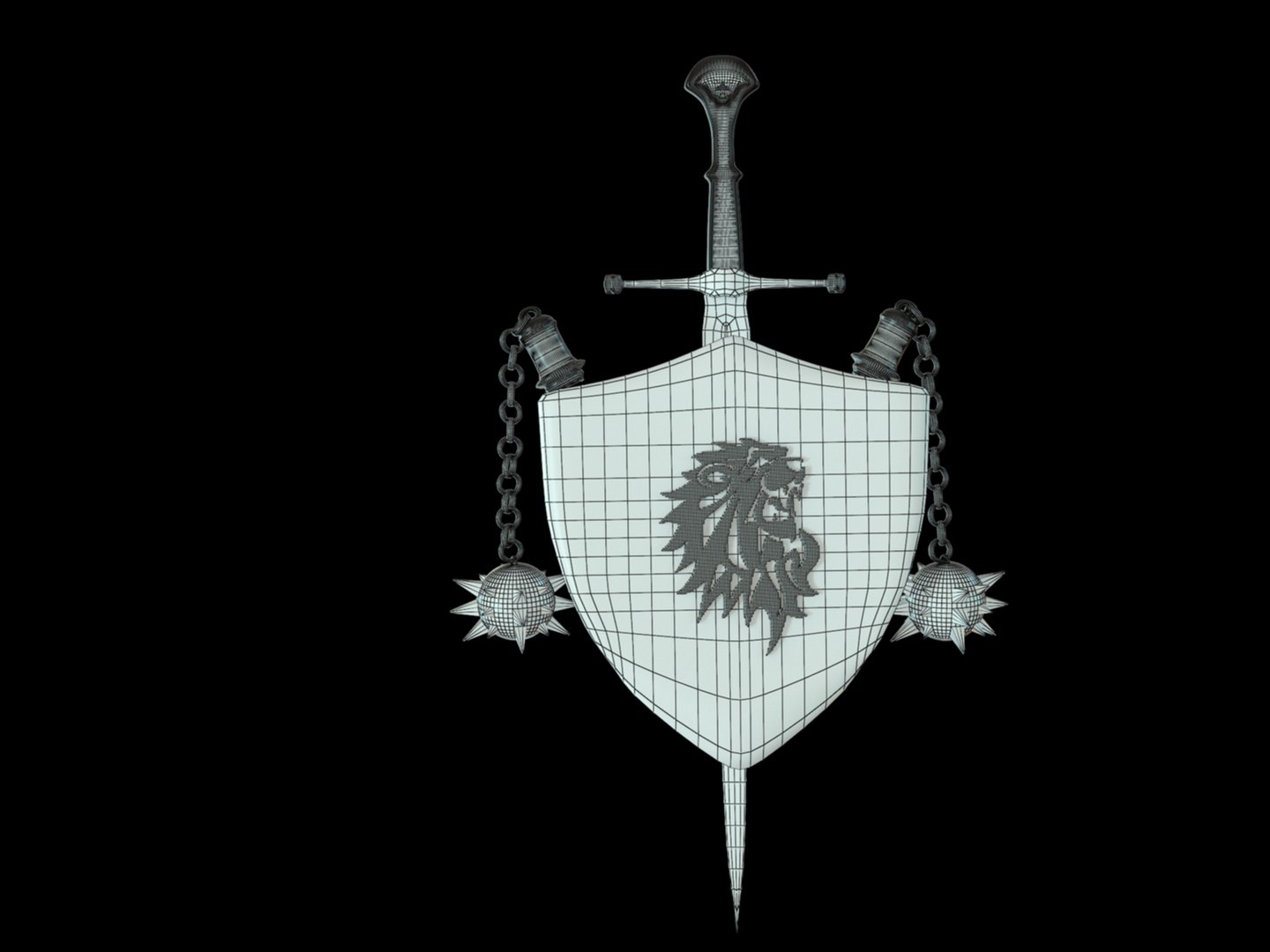 Sword Shield Mace Model - TurboSquid 1182795