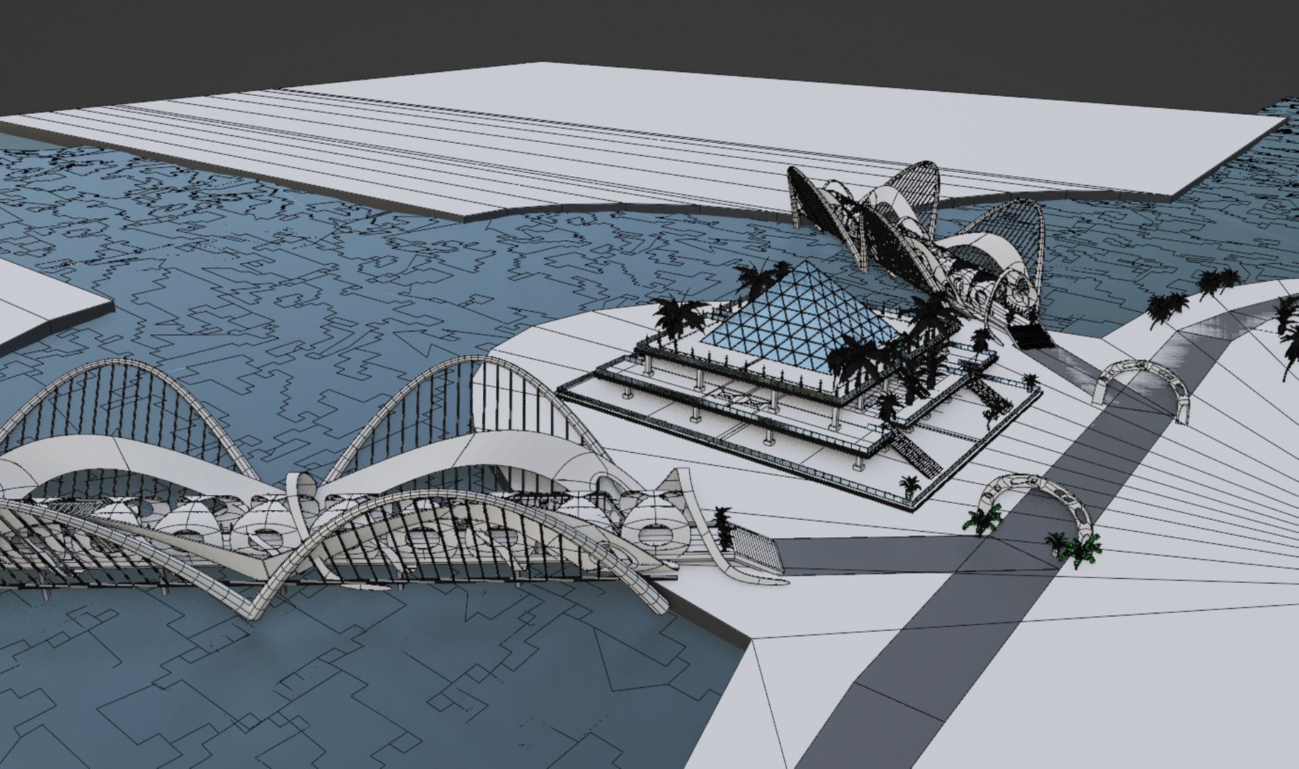 Organic Bridge And Pyramid Concept 3D Model - TurboSquid 1927130