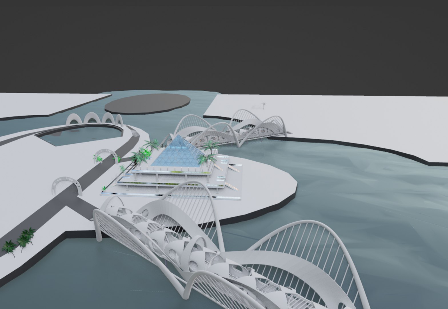 Organic Bridge And Pyramid Concept 3D Model - TurboSquid 1927130