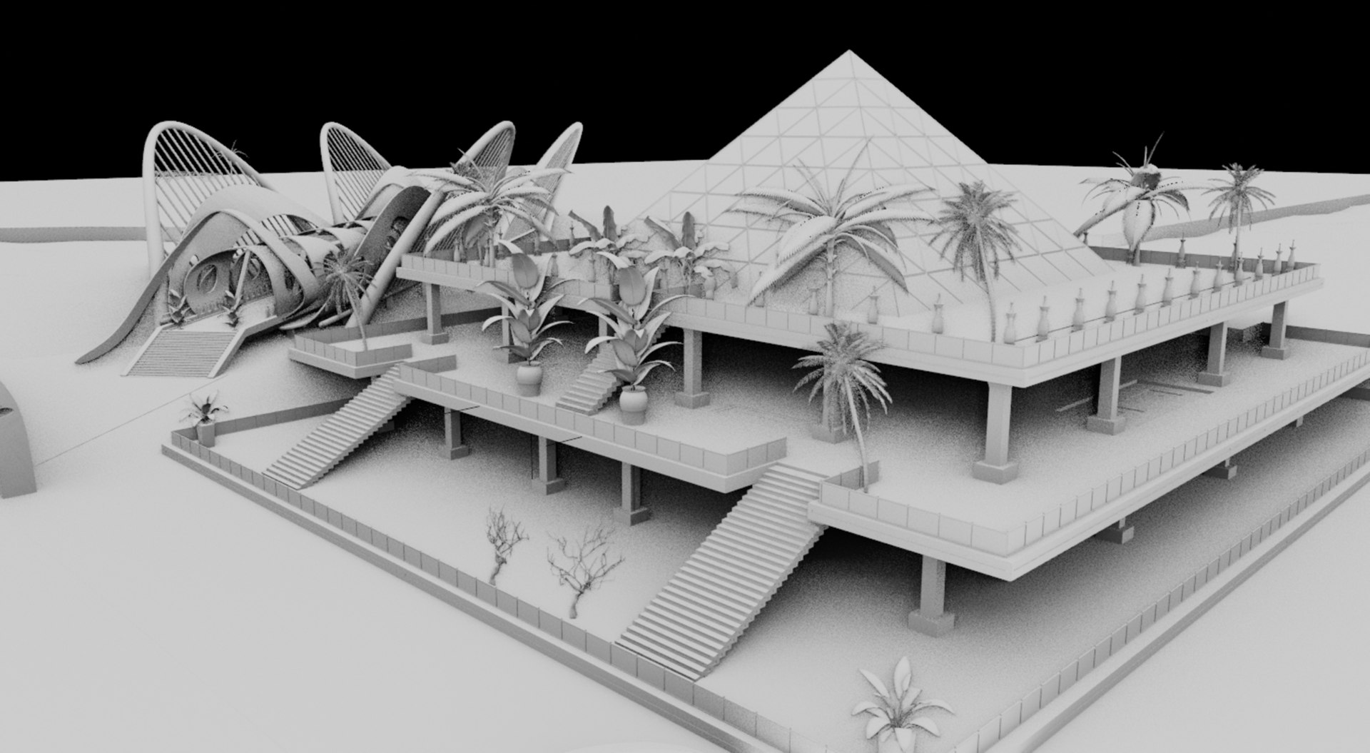 Organic Bridge And Pyramid Concept 3D Model - TurboSquid 1927130