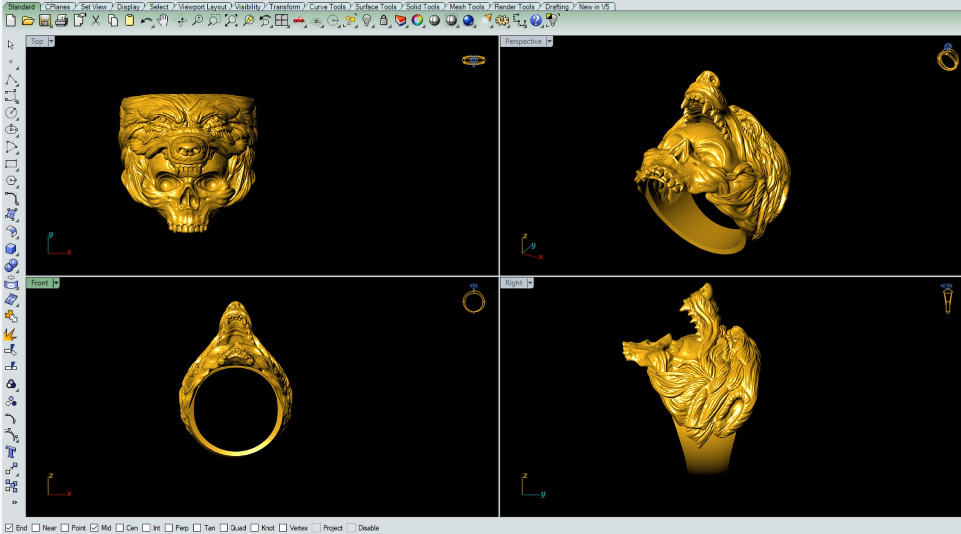 Wolf skull ring 3D-print model 3D - TurboSquid 2087716