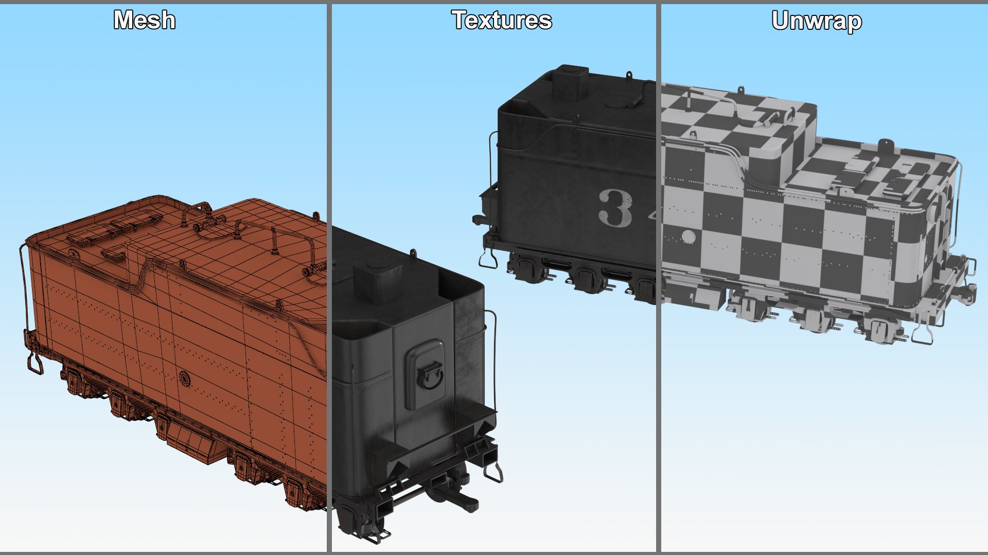 3D Steam Locomotive Tender - TurboSquid 2208845