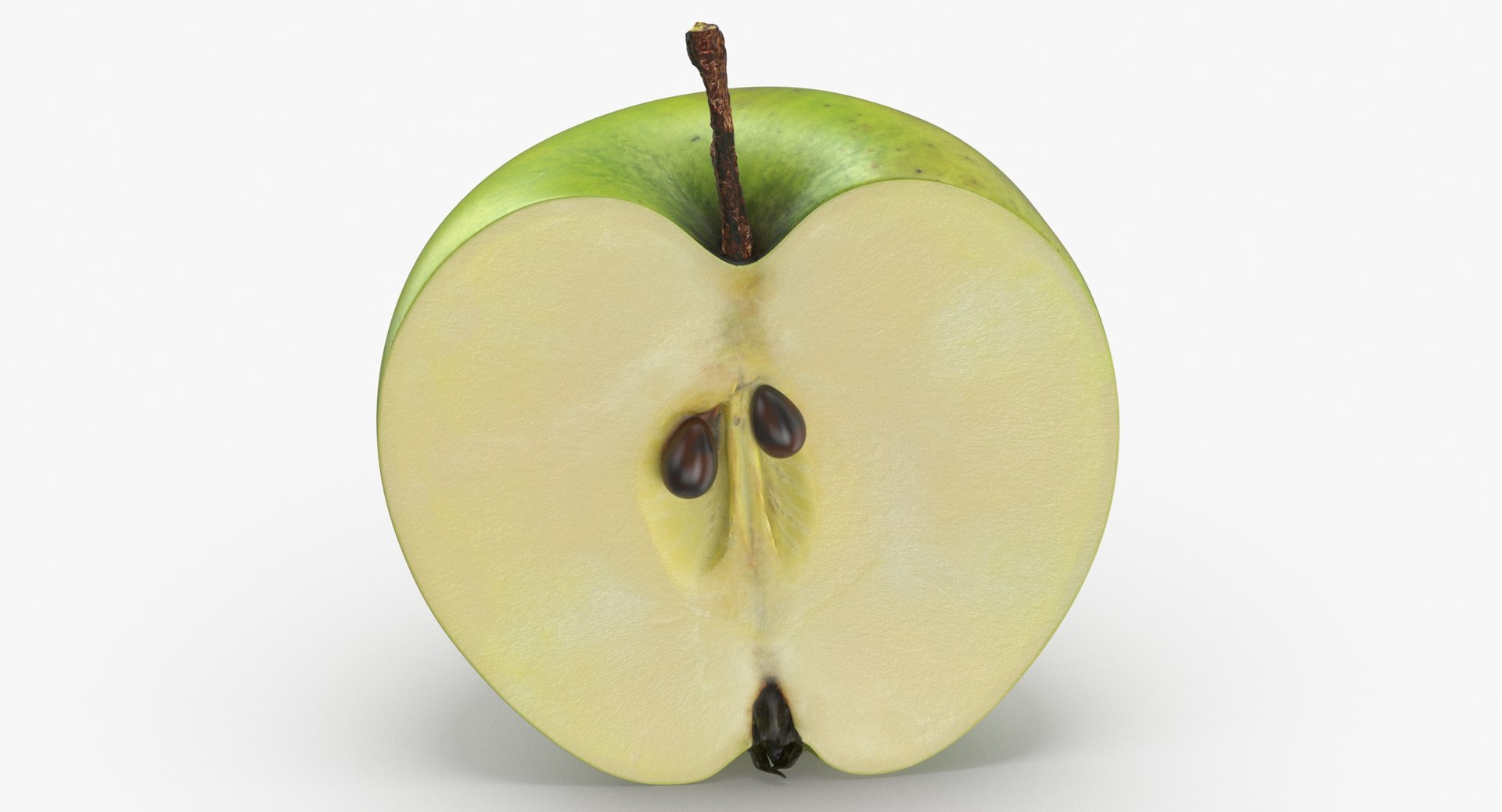 3D Green Apple Half Cut Model - TurboSquid 1625066