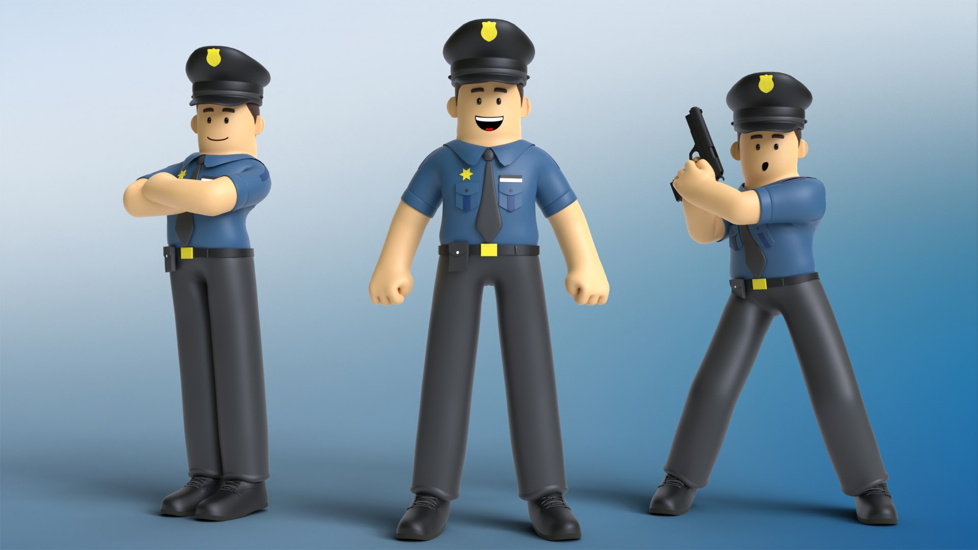 Minimal Cop Cartoon Character 3D model - TurboSquid 2088427