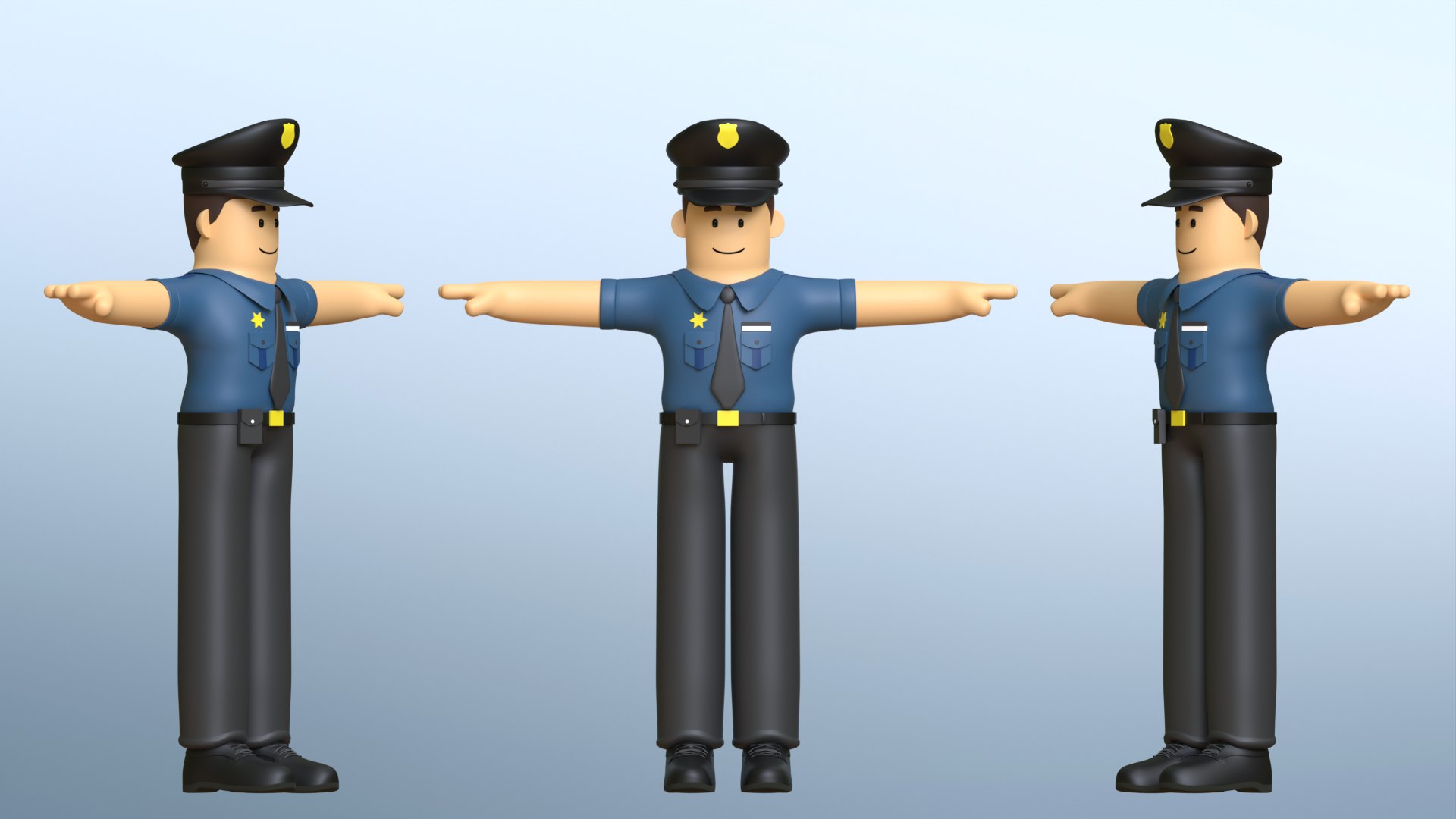 Minimal Cop Cartoon Character 3D Model - TurboSquid 2088427