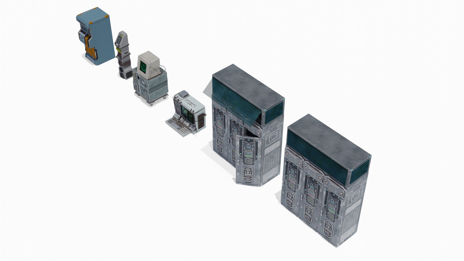 3D Sci-Fi Computer 6 In 1 Game ready Low-poly 3D model - TurboSquid 2099170