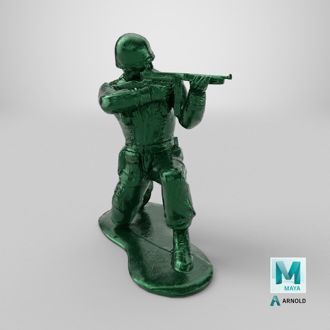 Green Toy Soldier Crouched Down 3D Model - TurboSquid 2186758