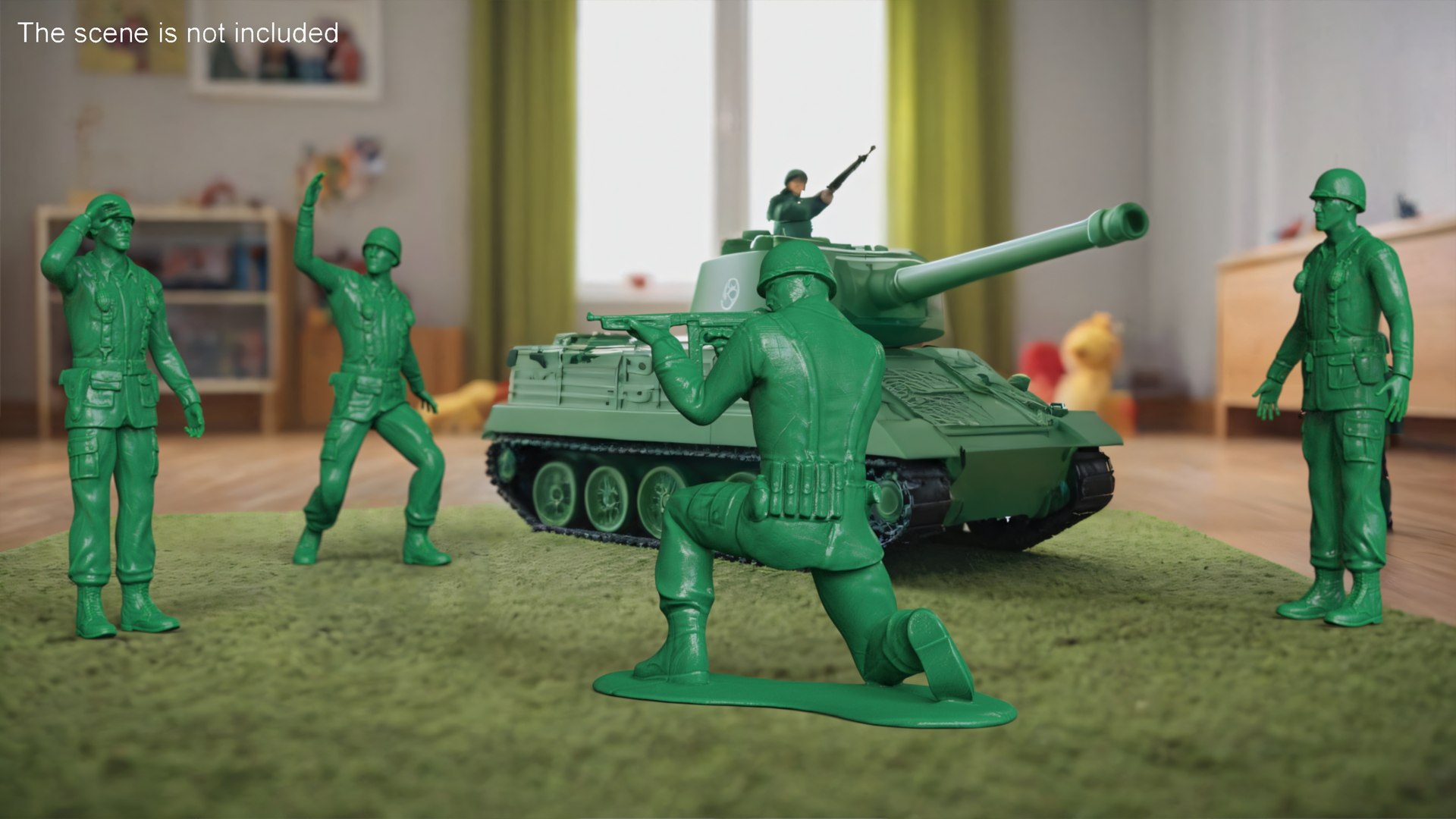 Green Toy Soldier Crouched Down 3D Model - TurboSquid 2186758