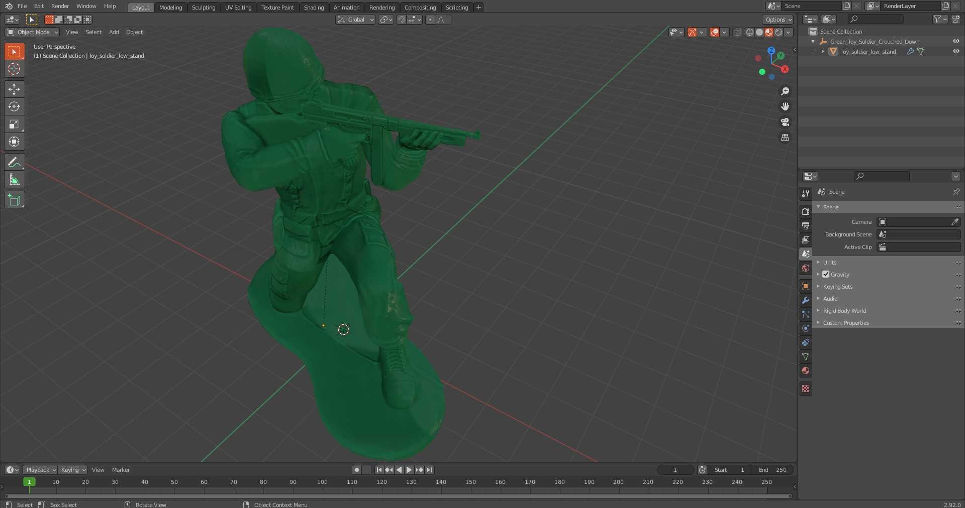 Green Toy Soldier Crouched Down 3D Model - TurboSquid 2186758
