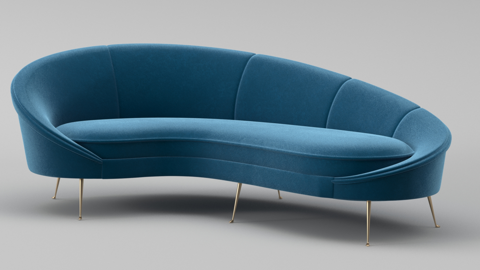 Ico Parisi Style Modern Curved Sofa 01 With Pro Studio Render Scene 3D ...