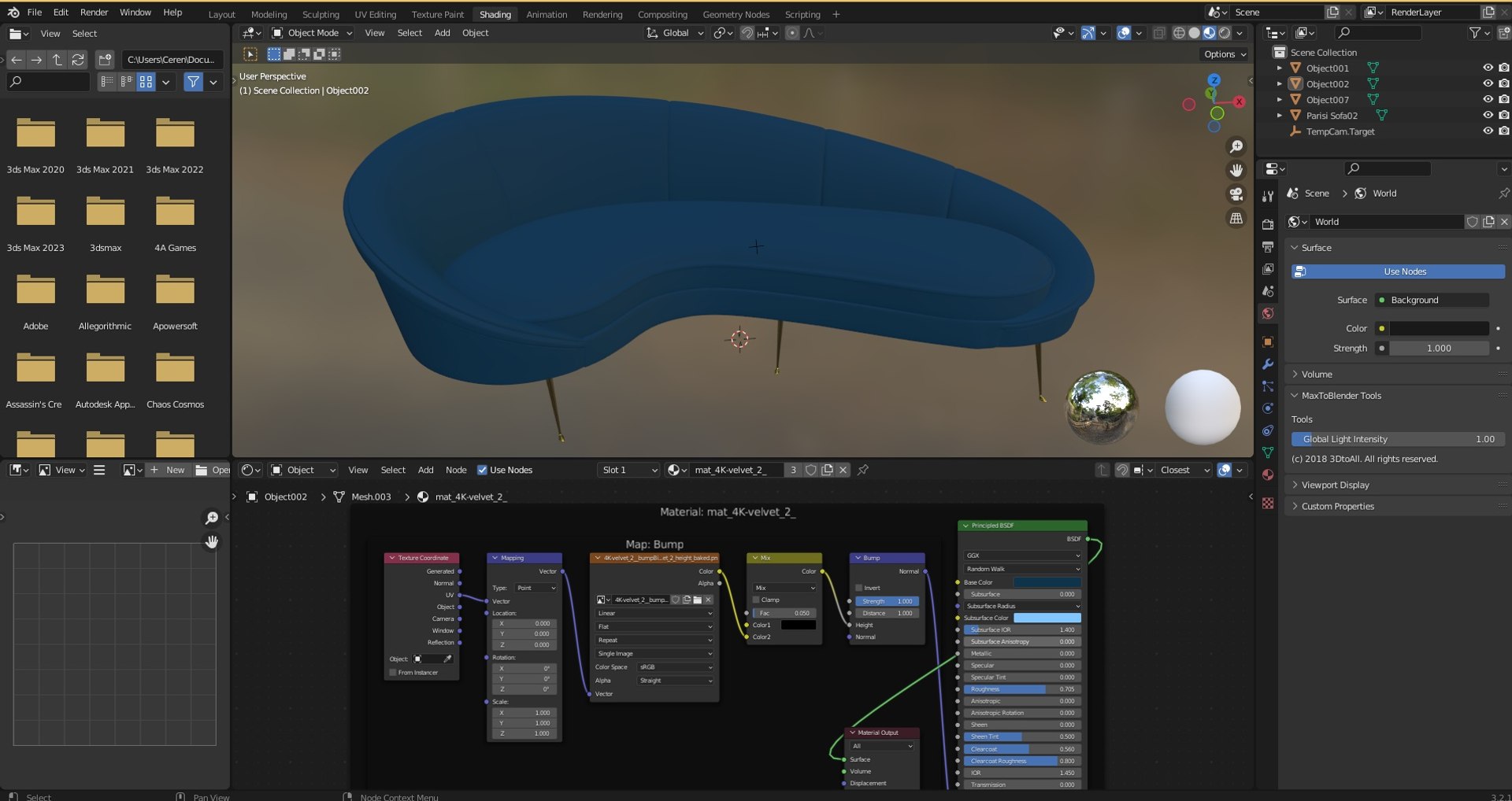 Ico Parisi Style Modern Curved Sofa 01 With Pro Studio Render Scene 3D ...