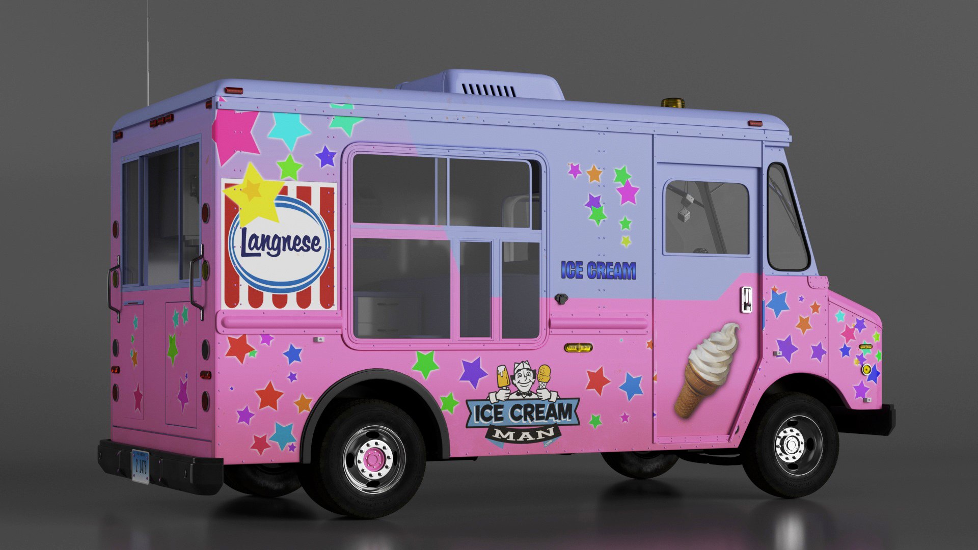 Ice Cream Truck With Star Decals And Branding 3D Model - TurboSquid 2304655