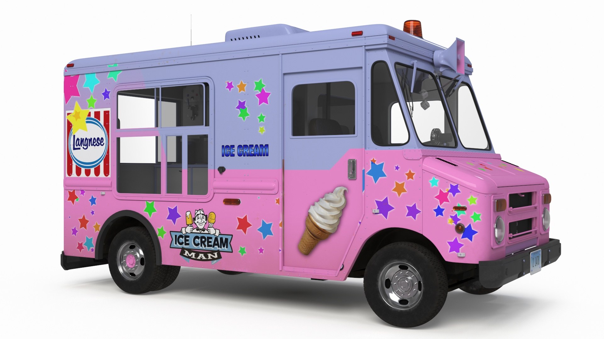 Ice Cream Truck With Star Decals And Branding 3D Model - TurboSquid 2304655