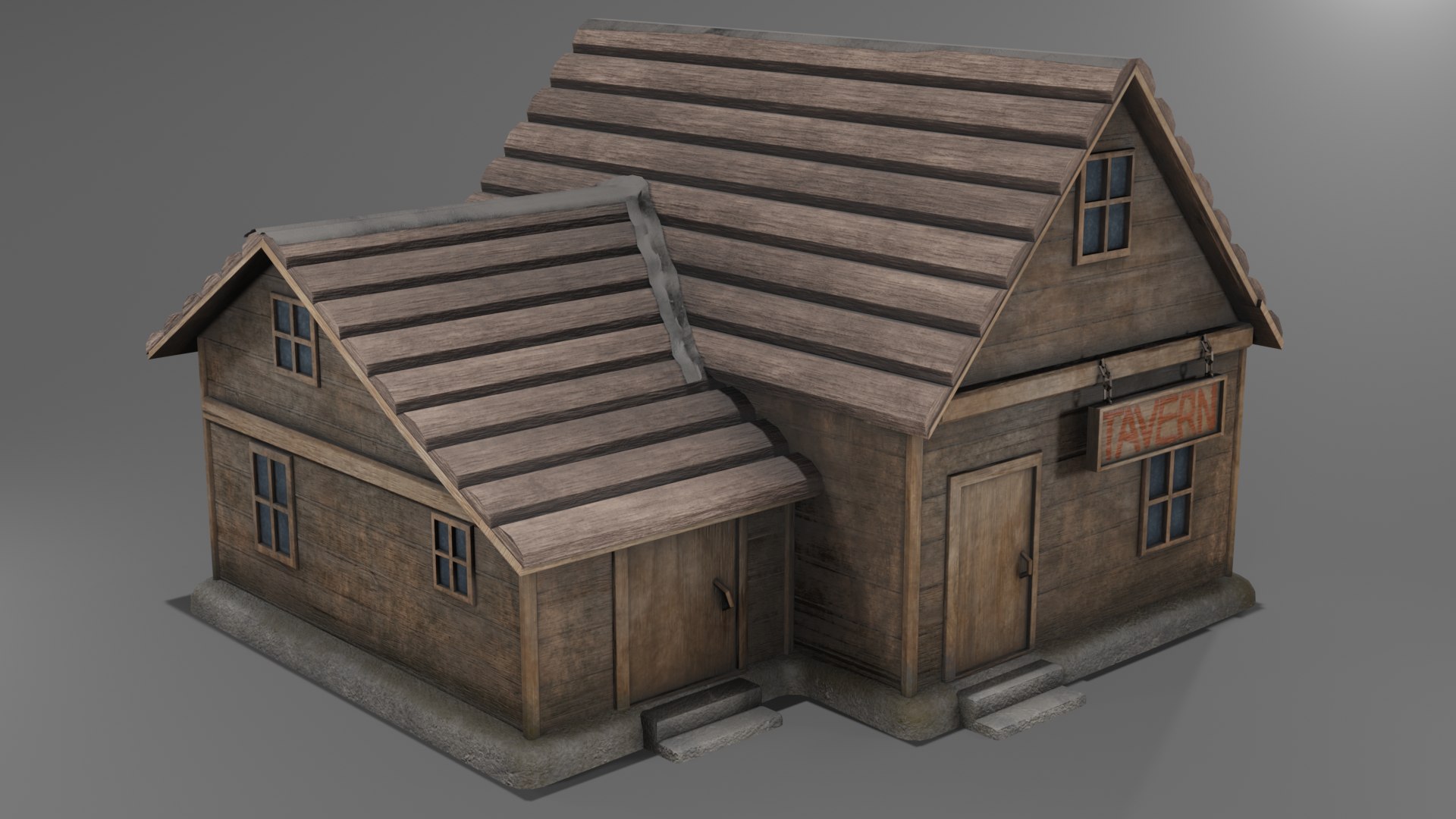 Old Wooden Tavern With A Sign Low-poly 3D Model - TurboSquid 2041649