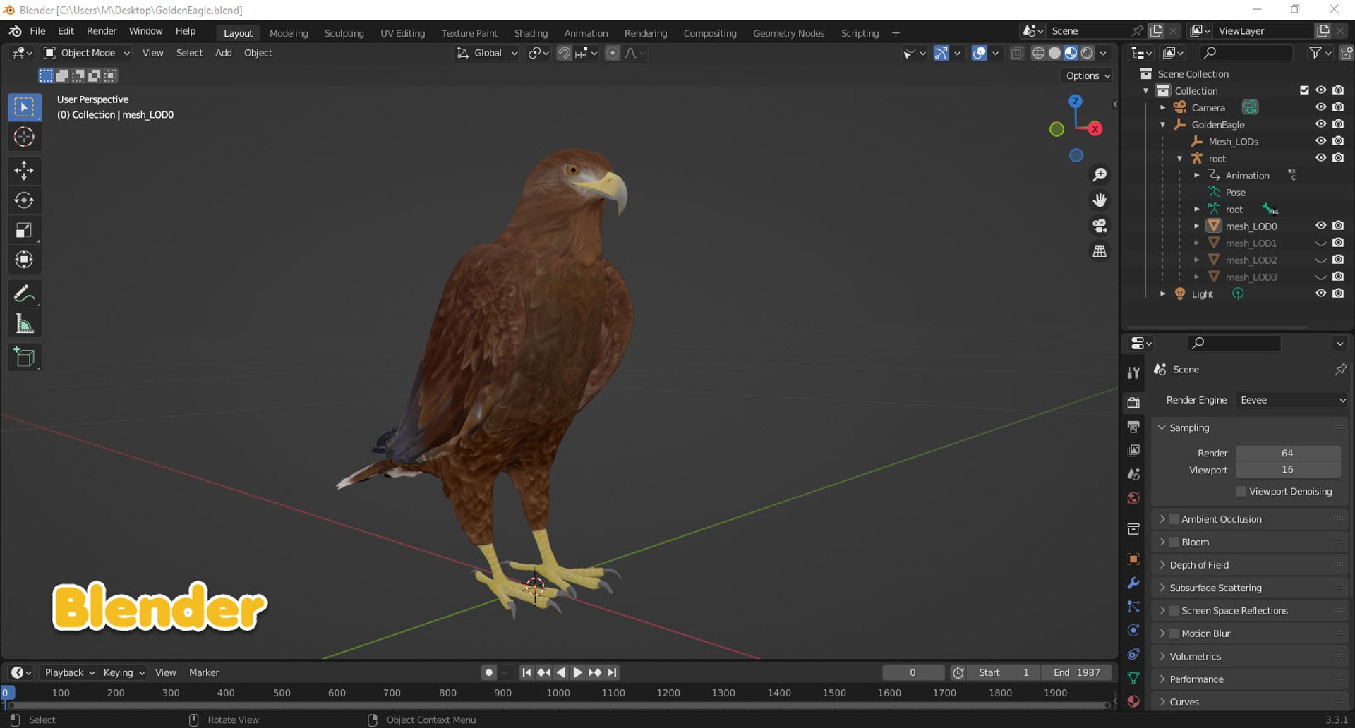 Animated Realistic Golden Eagle 3D - TurboSquid 2112252