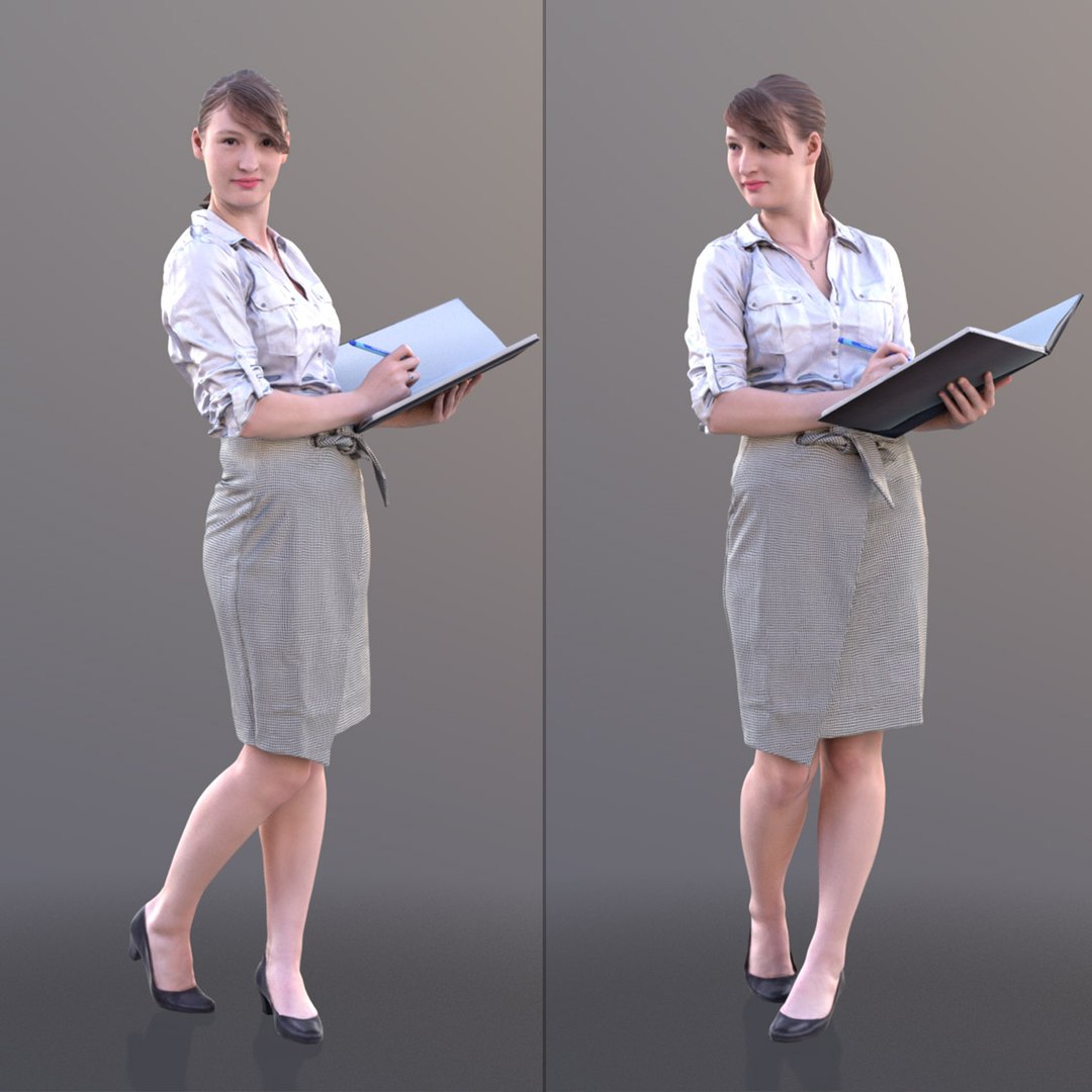 10515 Svenja - Business Woman Writing On Documents While Walking 3D ...