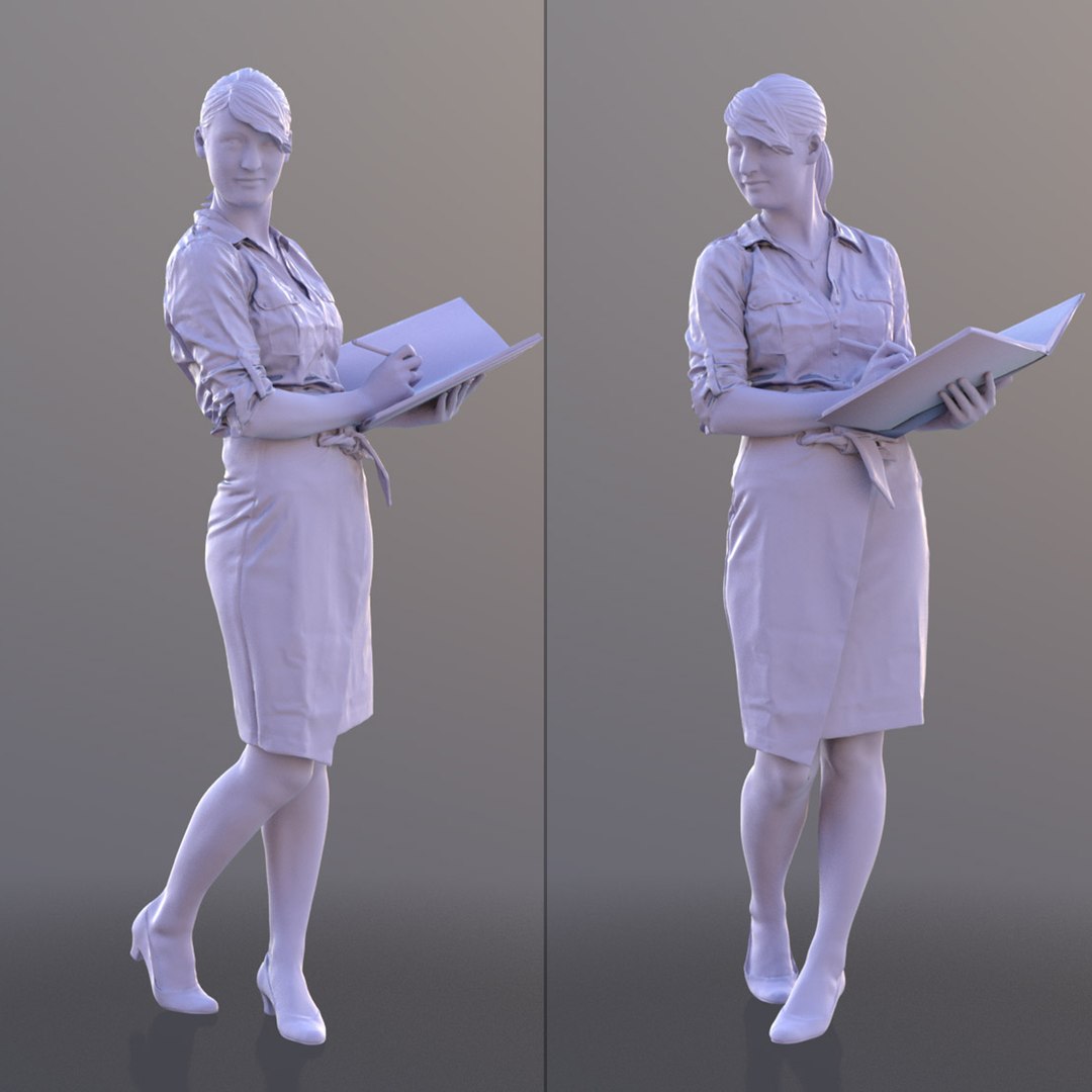 10515 Svenja - Business Woman Writing On Documents While Walking 3D ...