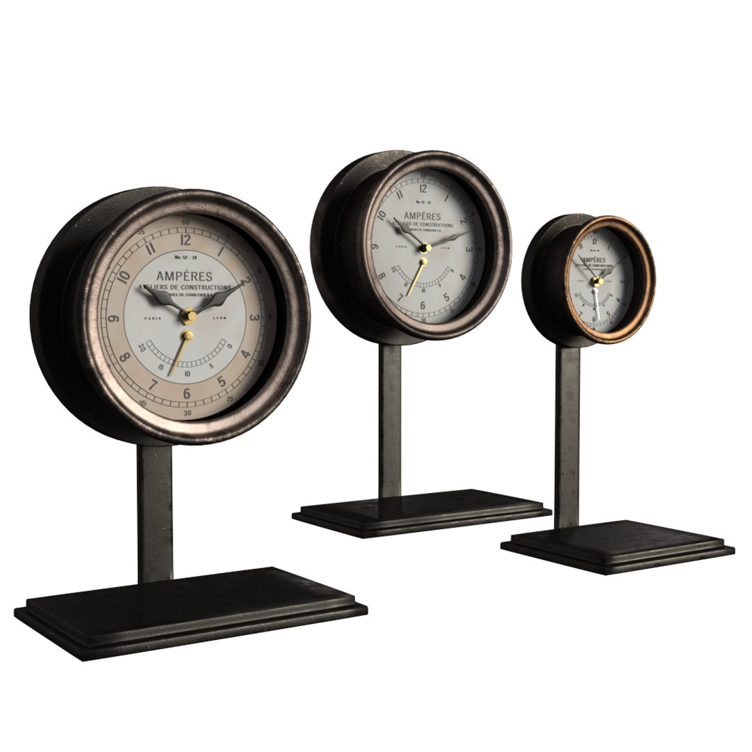3d French Amperes Meter Clock