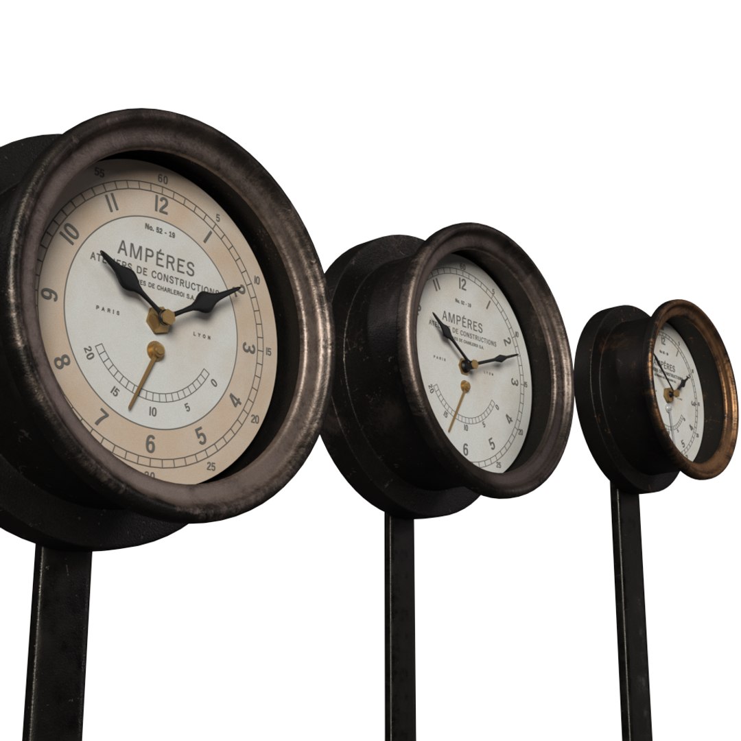 3d French Amperes Meter Clock