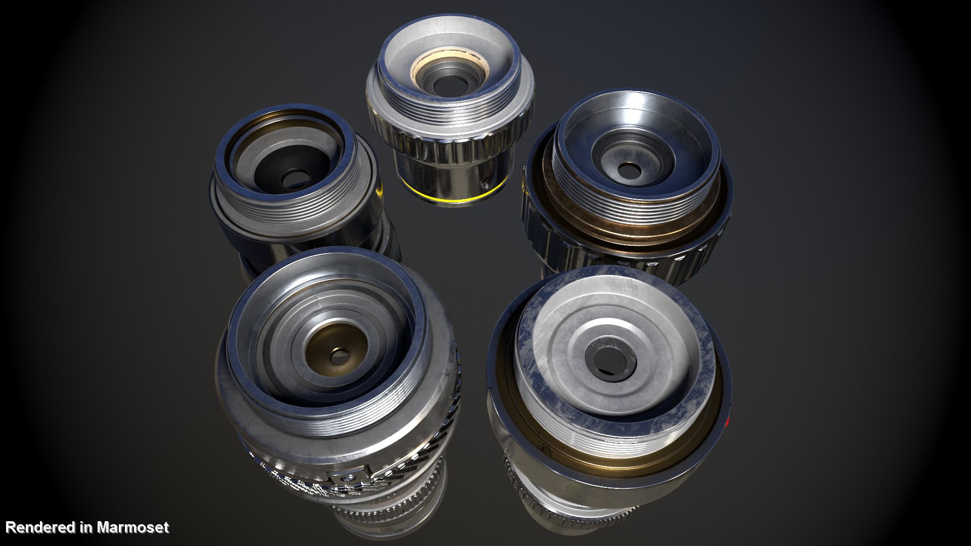 Microscope Objectives 5 Different 3D Model - TurboSquid 1835734