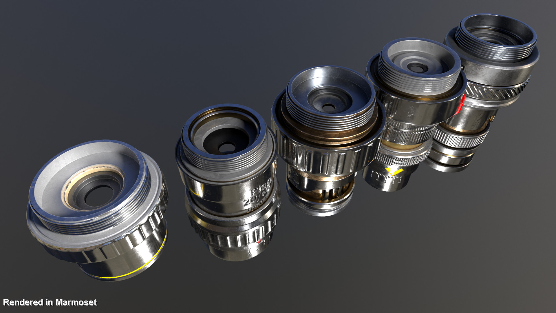 Microscope Objectives 5 Different 3D Model - TurboSquid 1835734