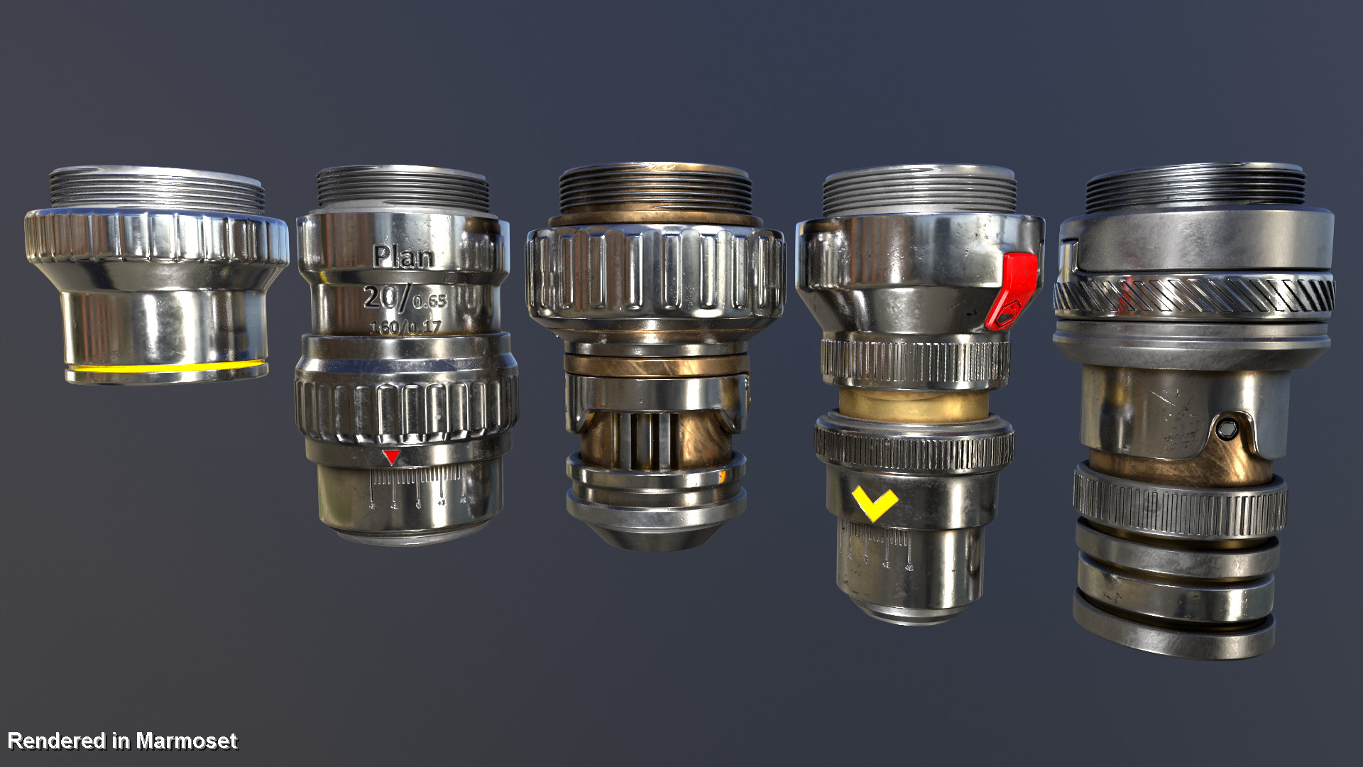 Microscope Objectives 5 Different 3D Model - TurboSquid 1835734