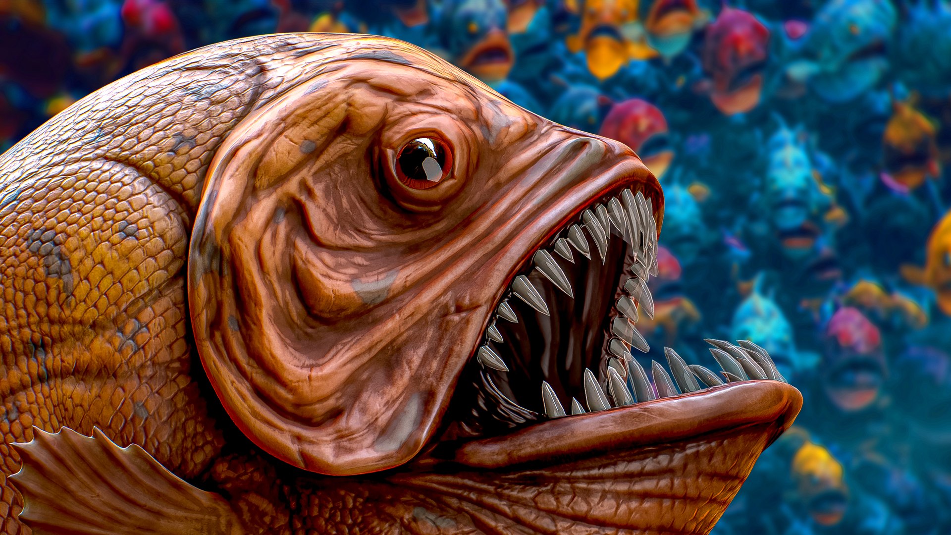 3D Ocean Monster Fish Pack - Low Poly Fish - Predator - Underwater ...