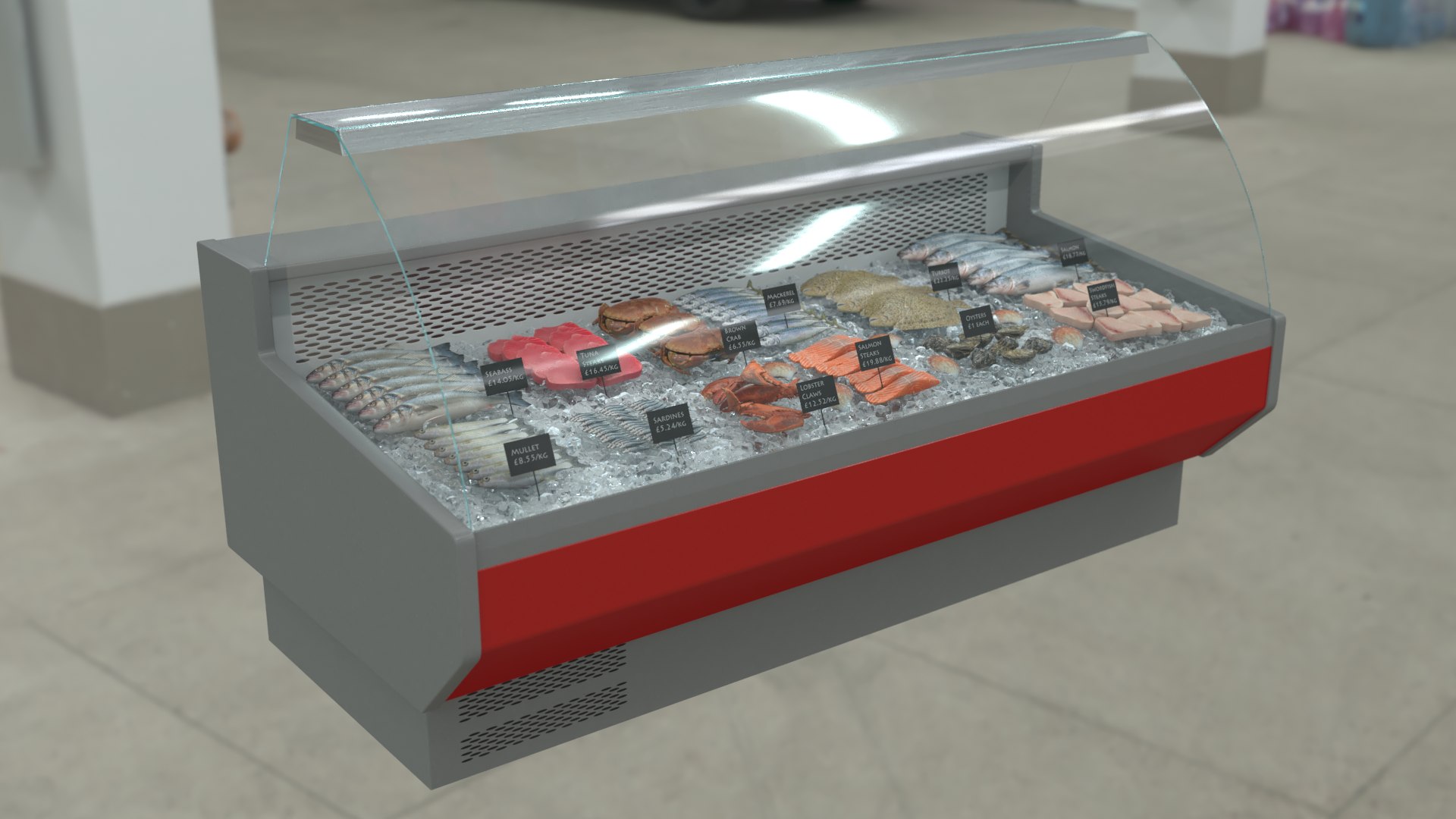 modelo 3d Supermarket Fish Counter - TurboSquid 2031062