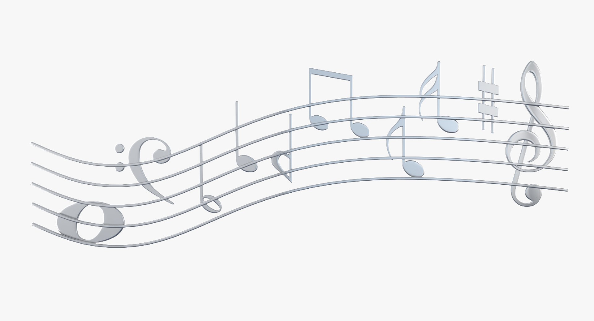 3D silver music notes waves - TurboSquid 1434817