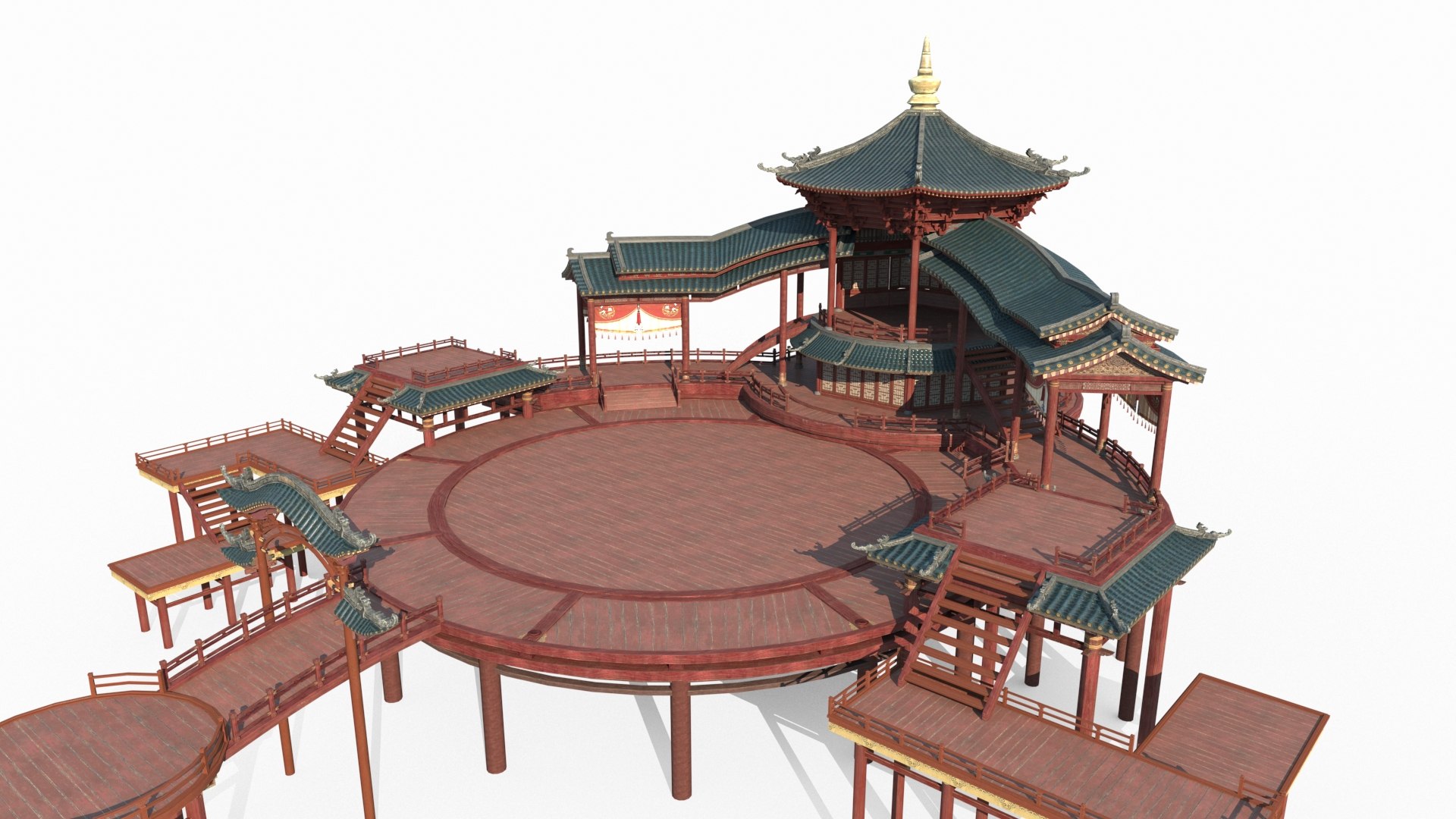 3D Large Outdoor Stage Of Ancient Asian Architecture - TurboSquid 2050854