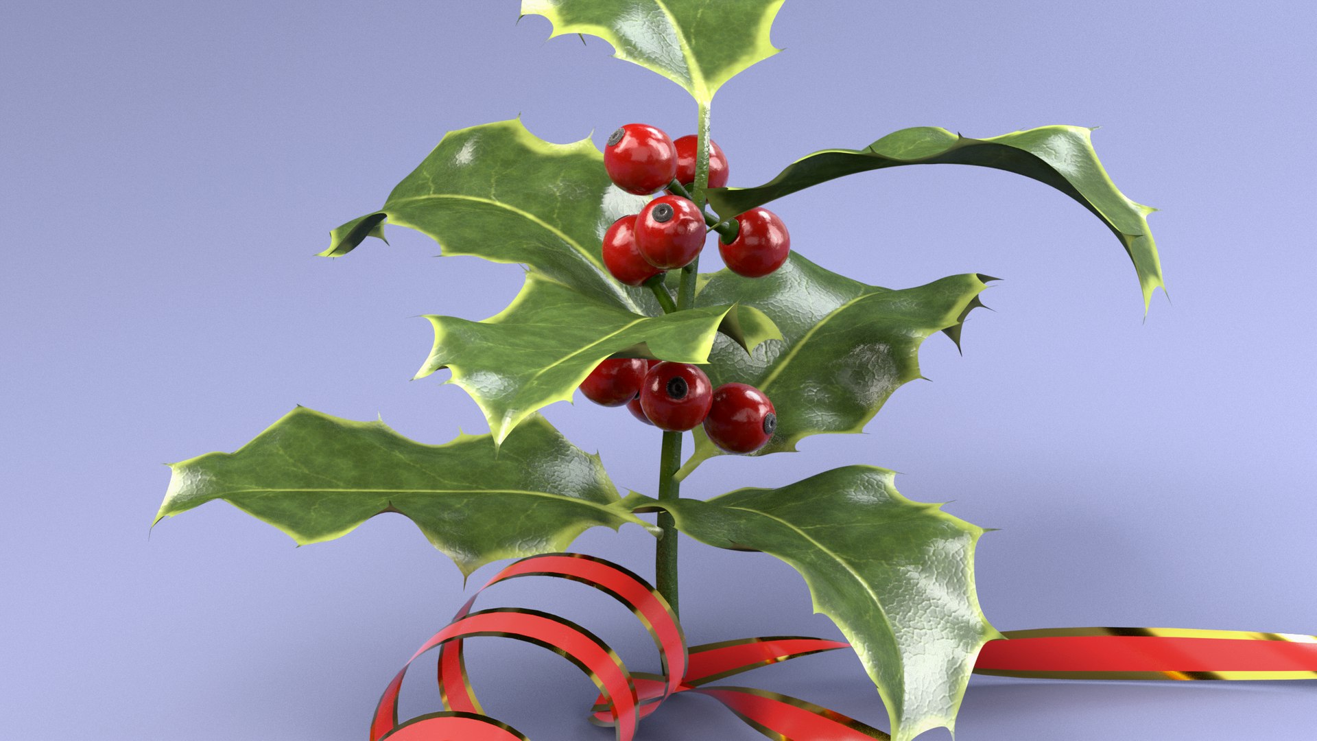 3D Christmas Holly Model - TurboSquid 1444210