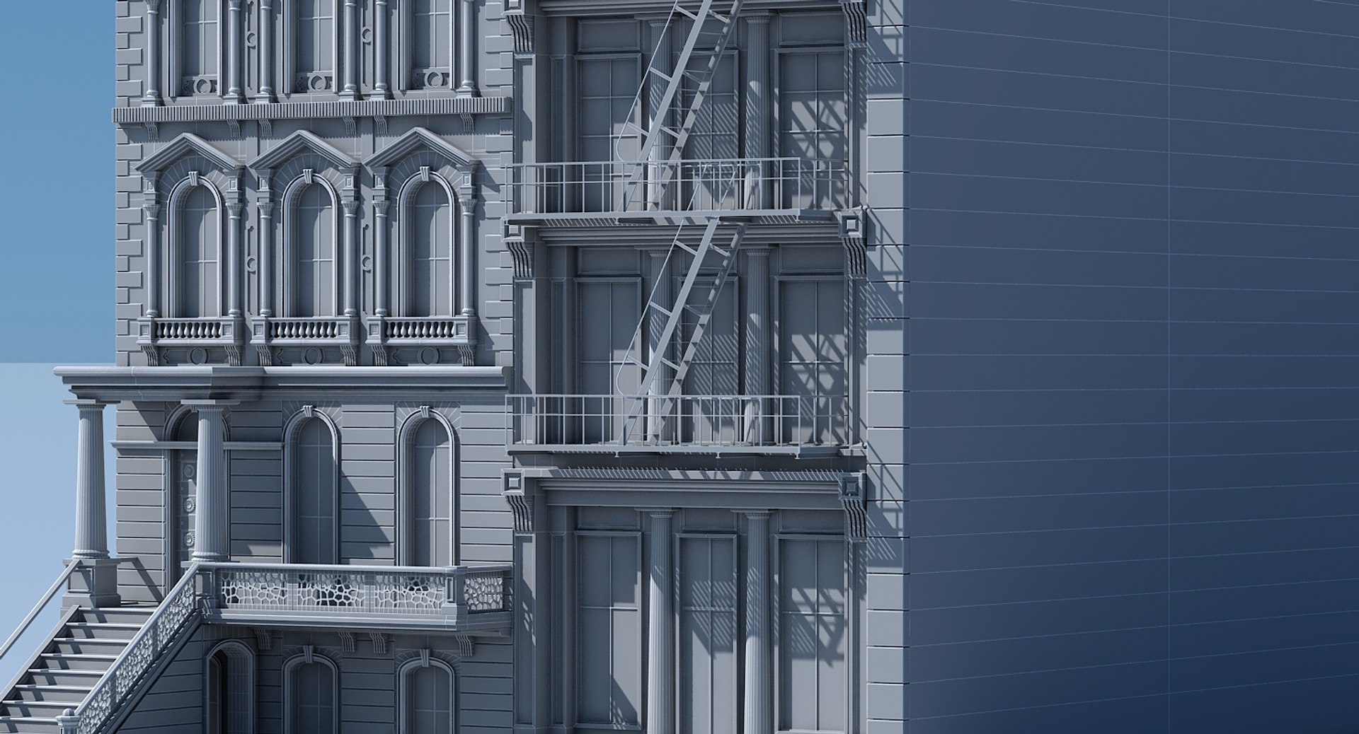 3D Tenement Building Facade - TurboSquid 1302934